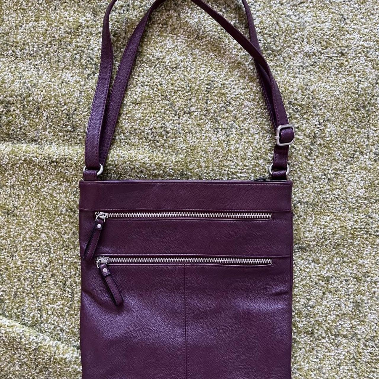 Purple/plum Merona bag with a lot of zipper pockets... - Depop