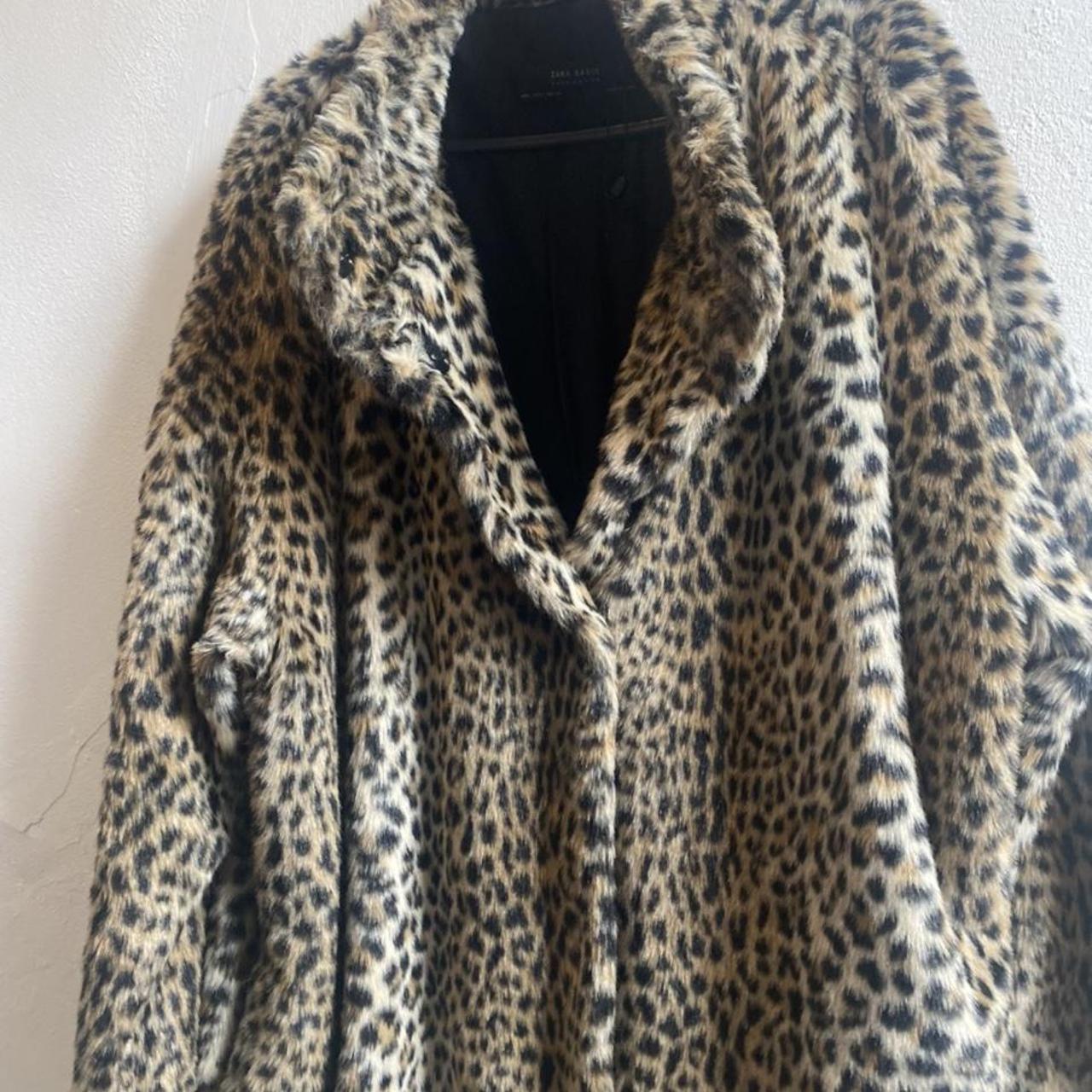 Zara leopard print faux fur jacket size M. Well... - Depop