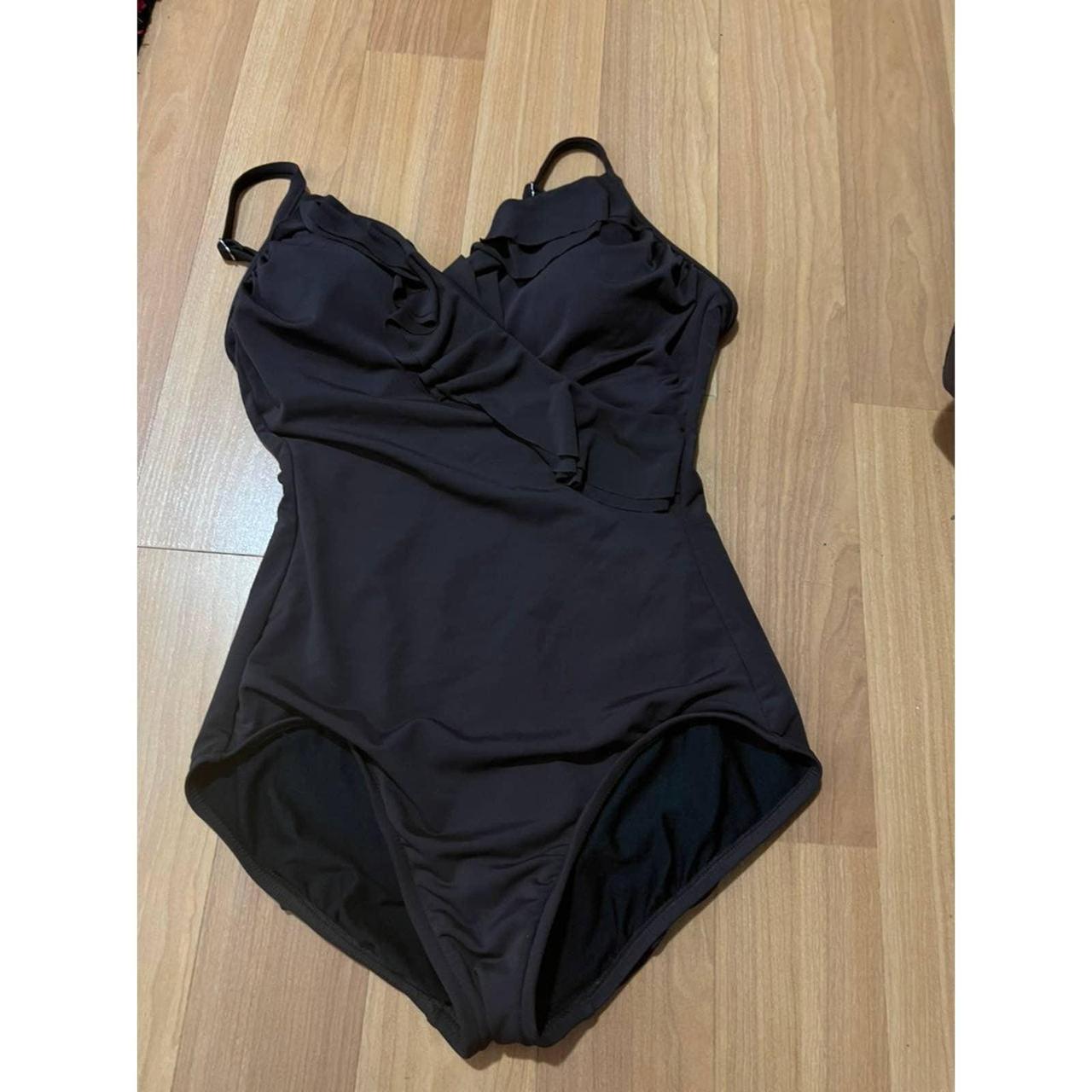 I.N.C. one piece Brown with Ruffles women’s bathing... - Depop