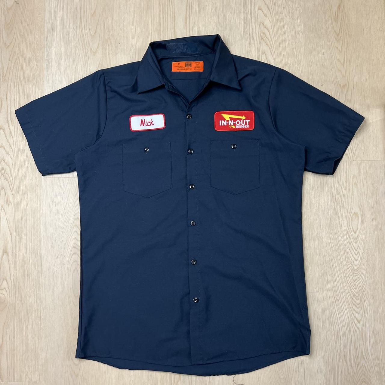 IN N OUT WORKSHIRT NAVY NICK MENS SIZE... - Depop