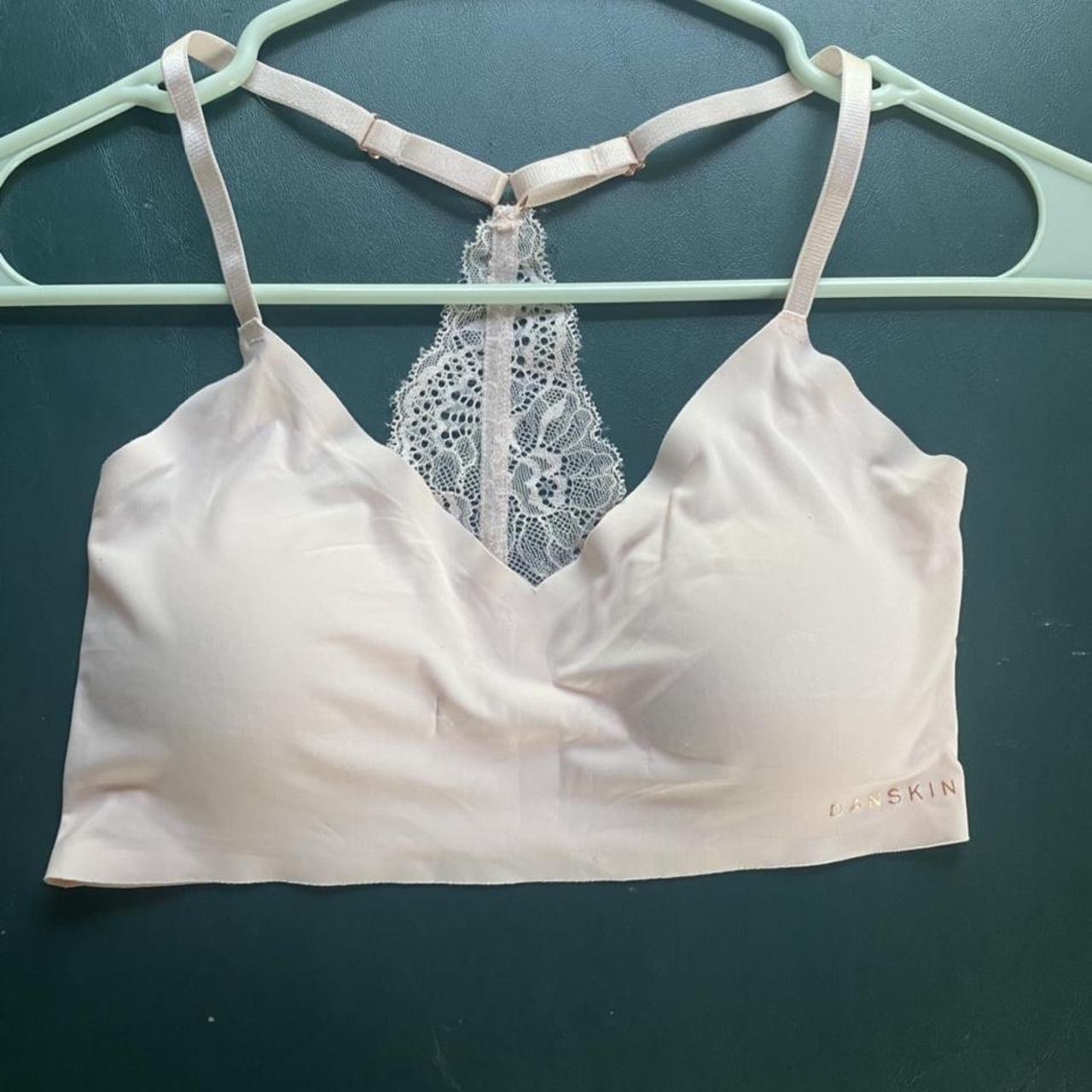 Baby pink lace and spandex bralette. Removable... - Depop