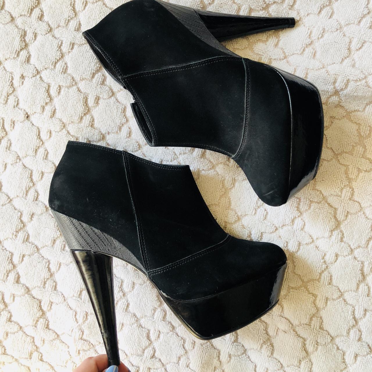Black Topshop Ankle Boot Heels in a Size 5 • Worn... - Depop