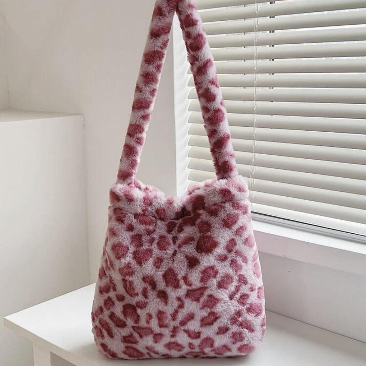 Fluffy Leopard Print Tote Bag Cute fluffy Shoulder... - Depop