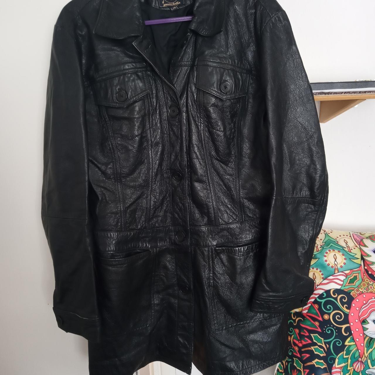 Stradivarius leather half lenth coat size L, very... - Depop