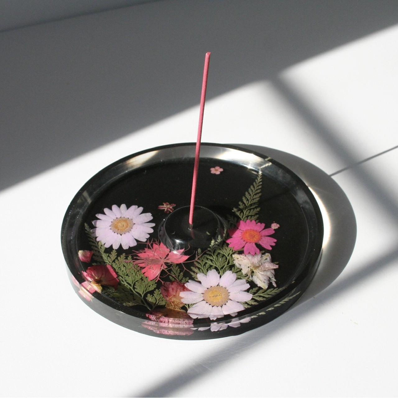 Pressed Flowers Incense Holder This is a round... - Depop