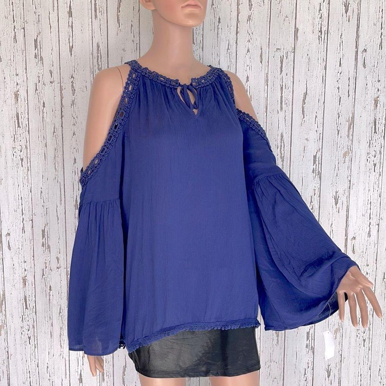 BONGO Women's Blue and Purple Blouse | Depop