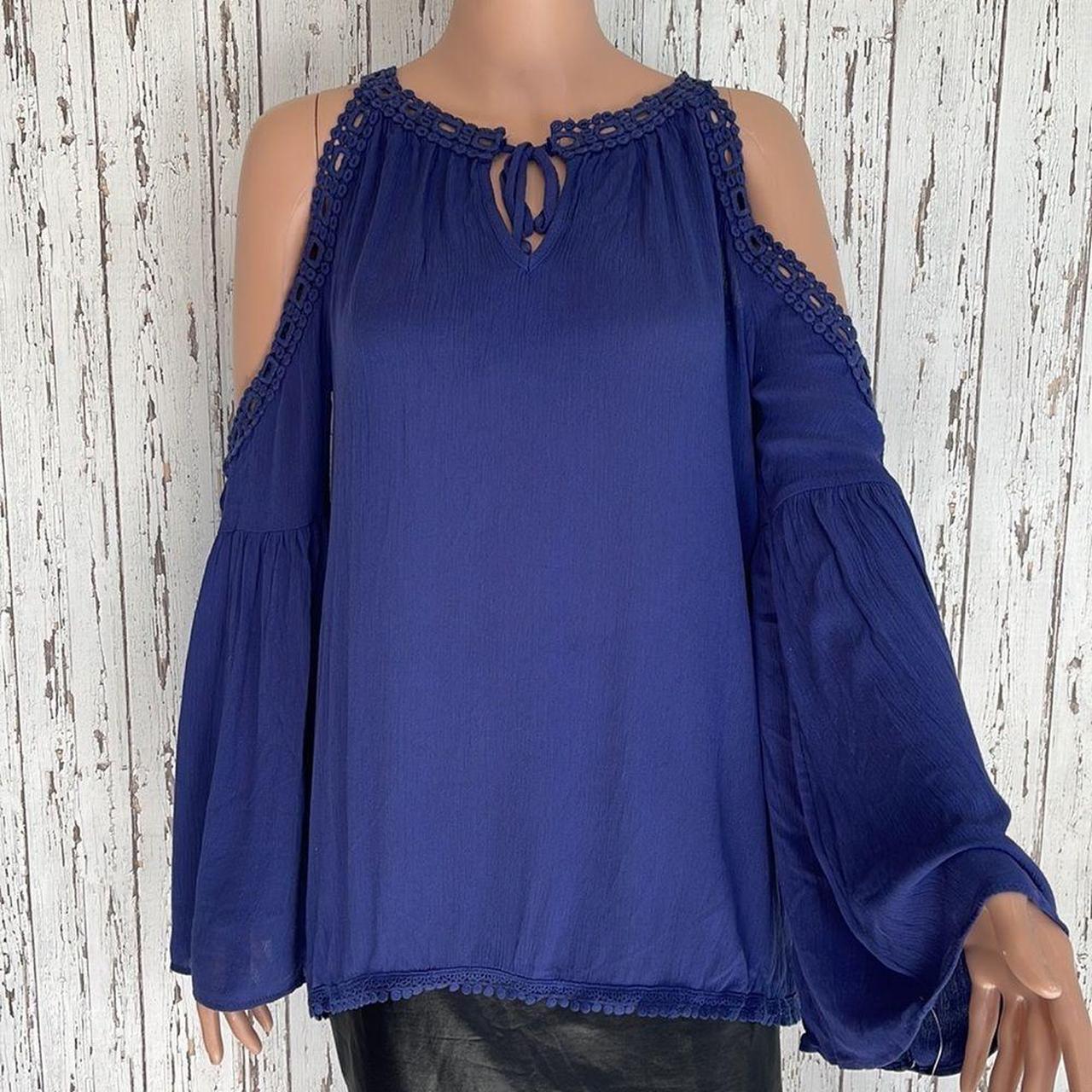 BONGO Women's Blue and Purple Blouse | Depop