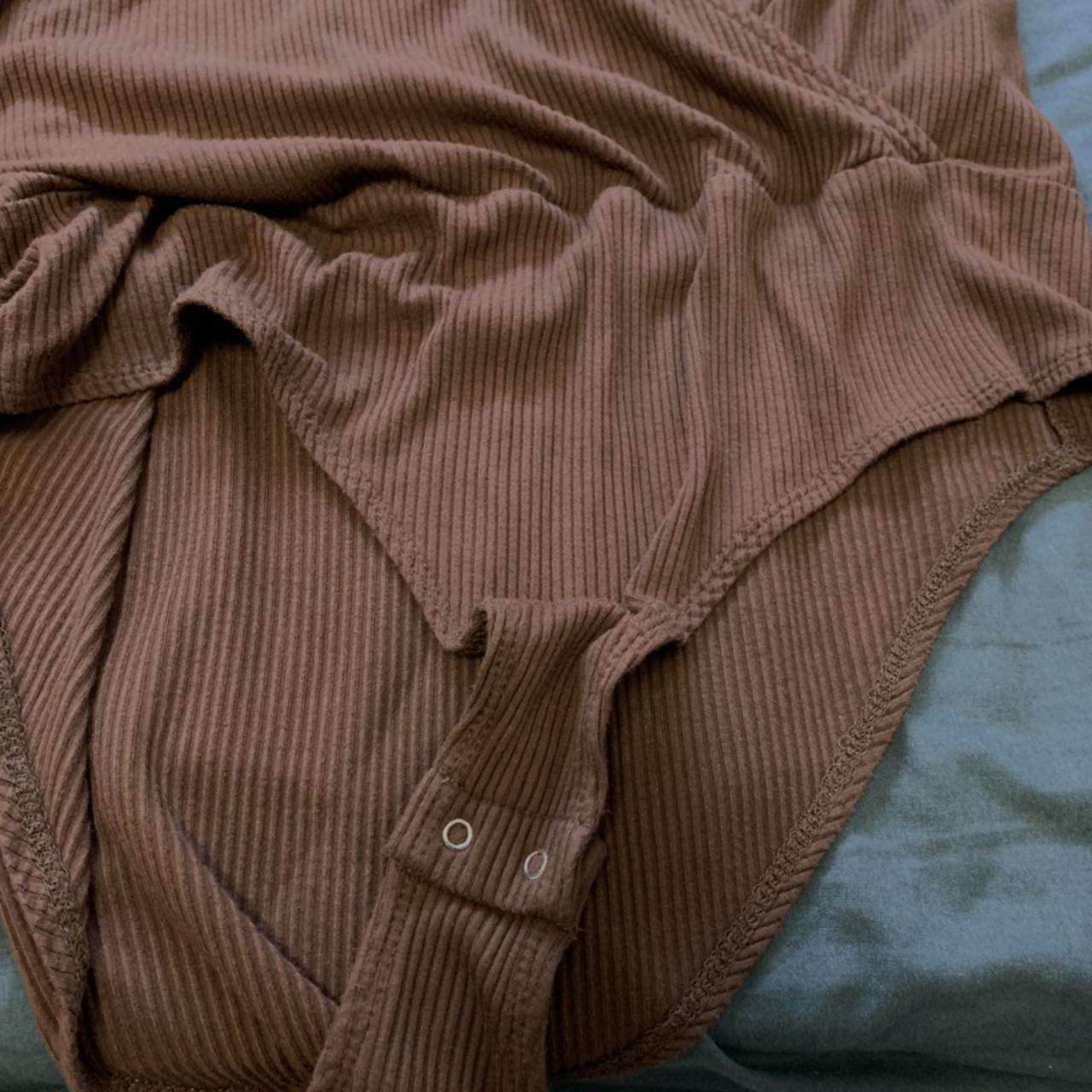 Chocolate Brown Ribbed bodysuit Forever 21... - Depop