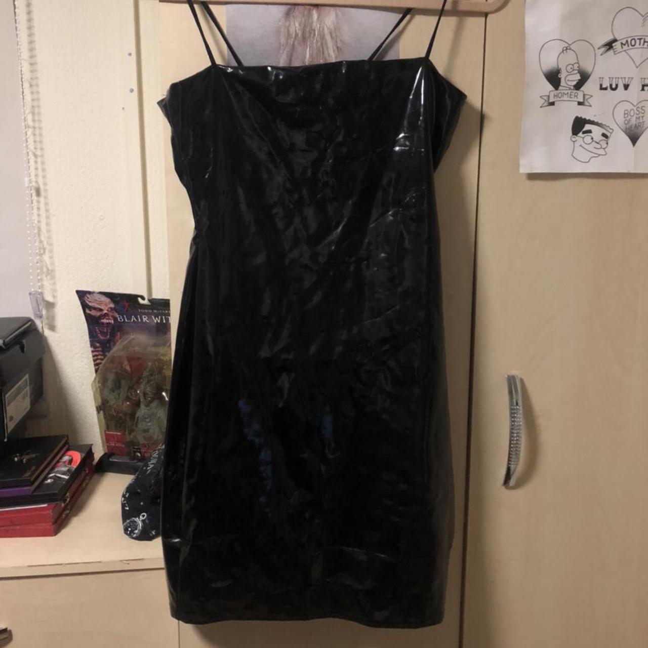 Black PVC / latex / wet look / vinyl skin tight mini... - Depop