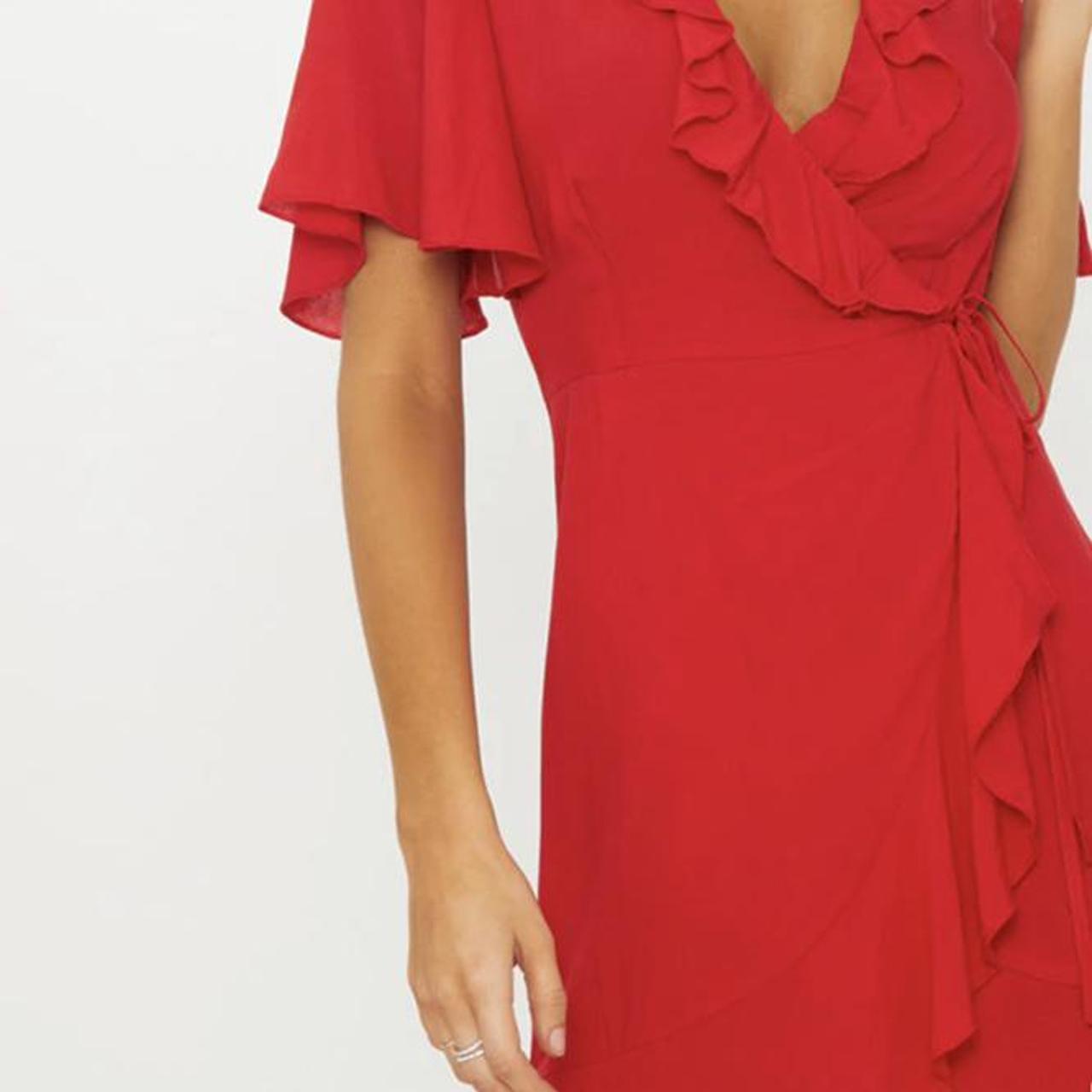 Red Wrap Tea Dress Girl this red wrap tea dress is... - Depop