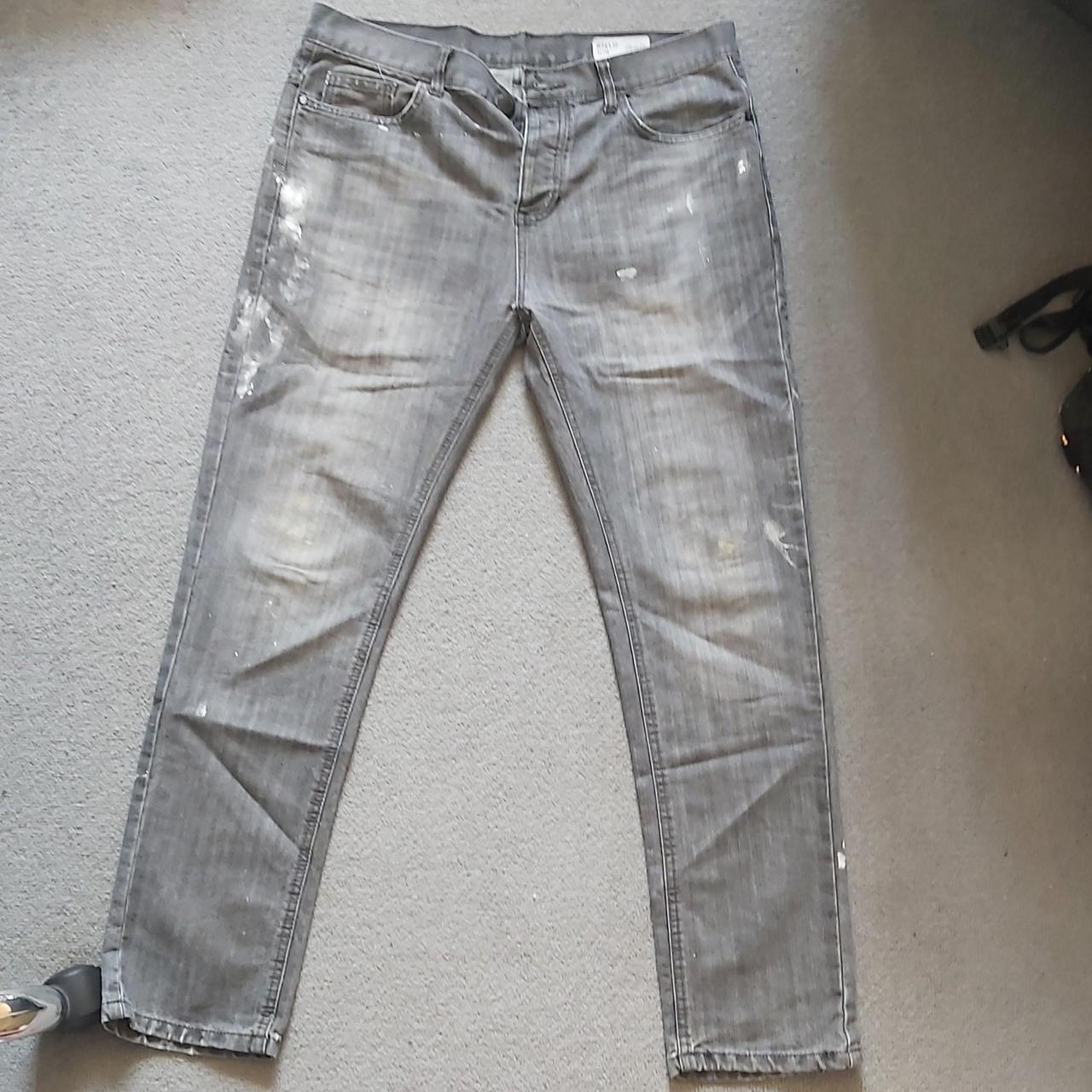 Denin co mens grey jeans. Heavily used with white... - Depop