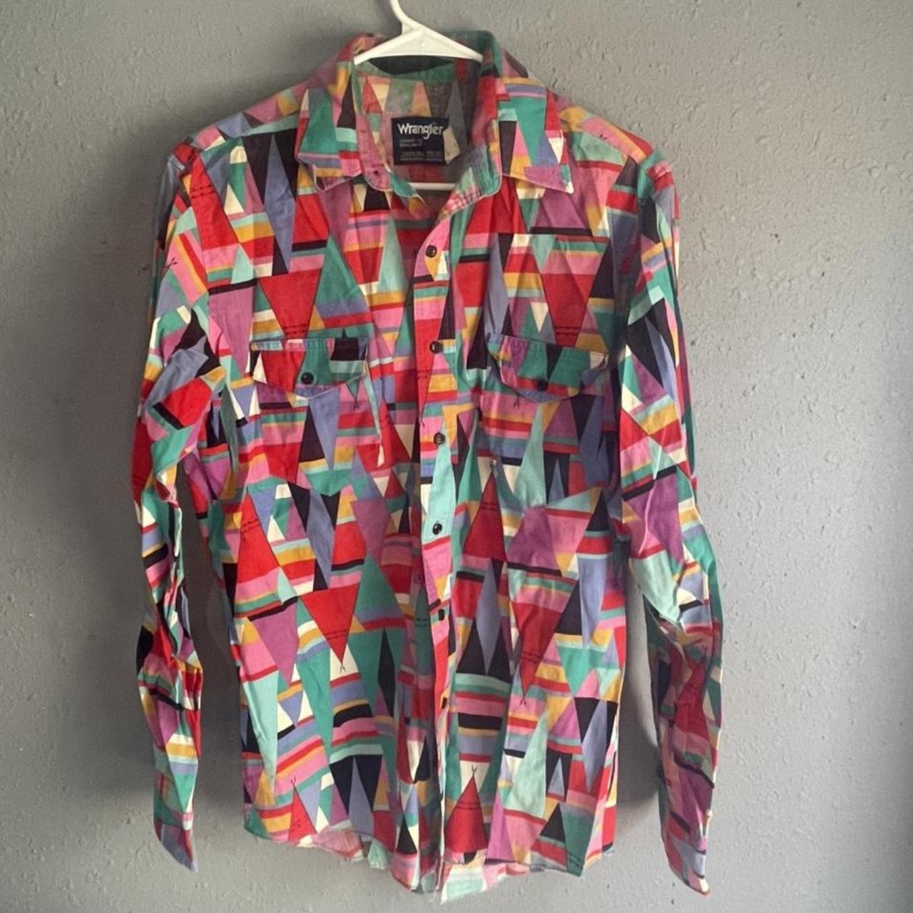Vintage wrangler cowboy cut button up .fits large - Depop