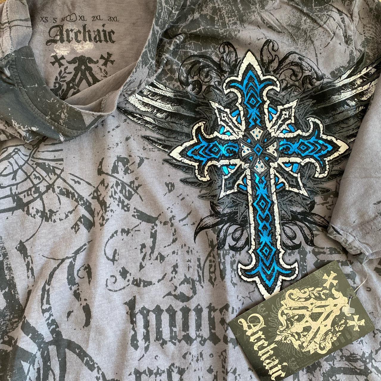 Affliction Archaic Cross & Wings Tee Shirt New... - Depop