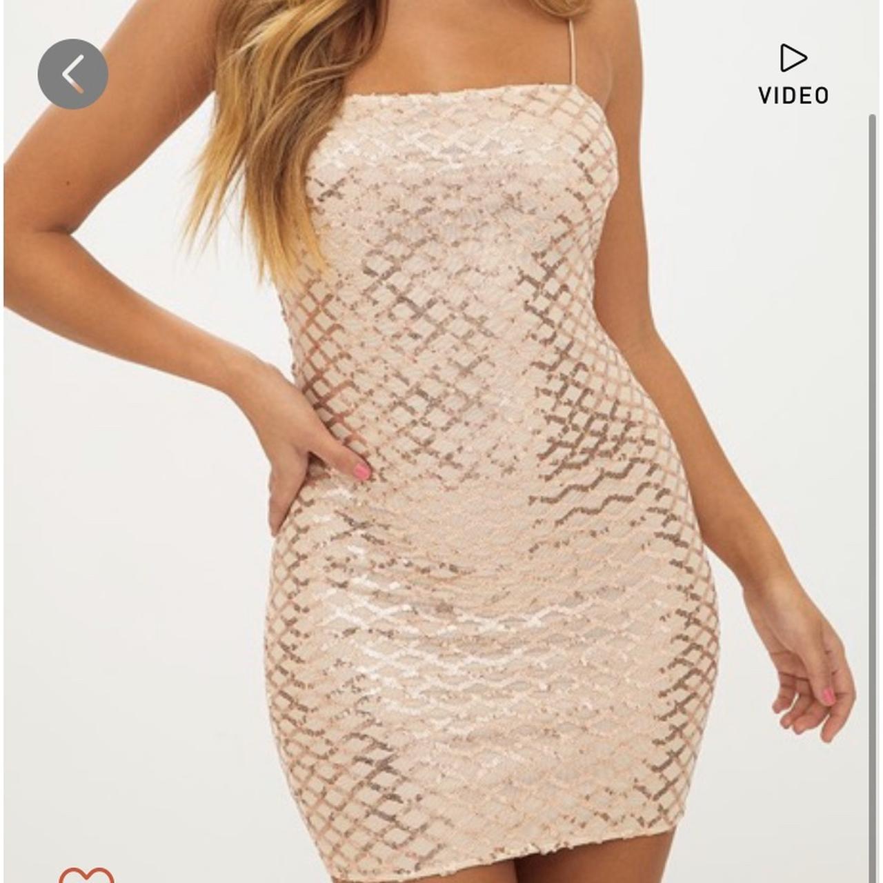PLT Rose Gold Stappy Sequin Dress Bought for... - Depop
