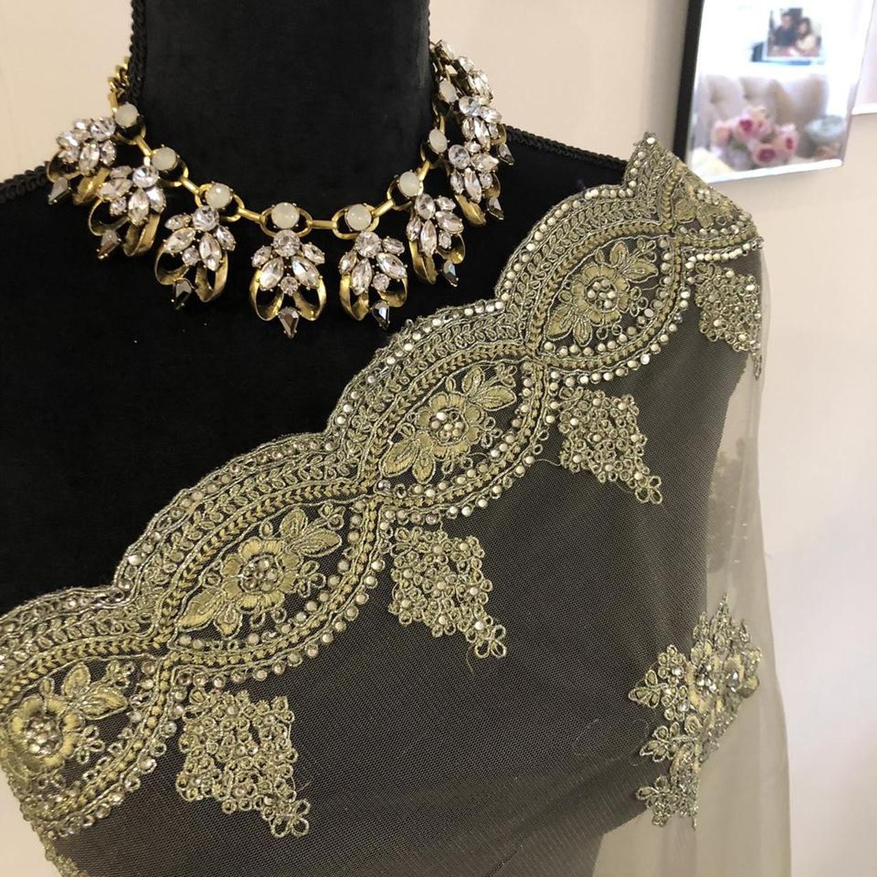 Green net frill saree! Absolutely beautiful and with... - Depop