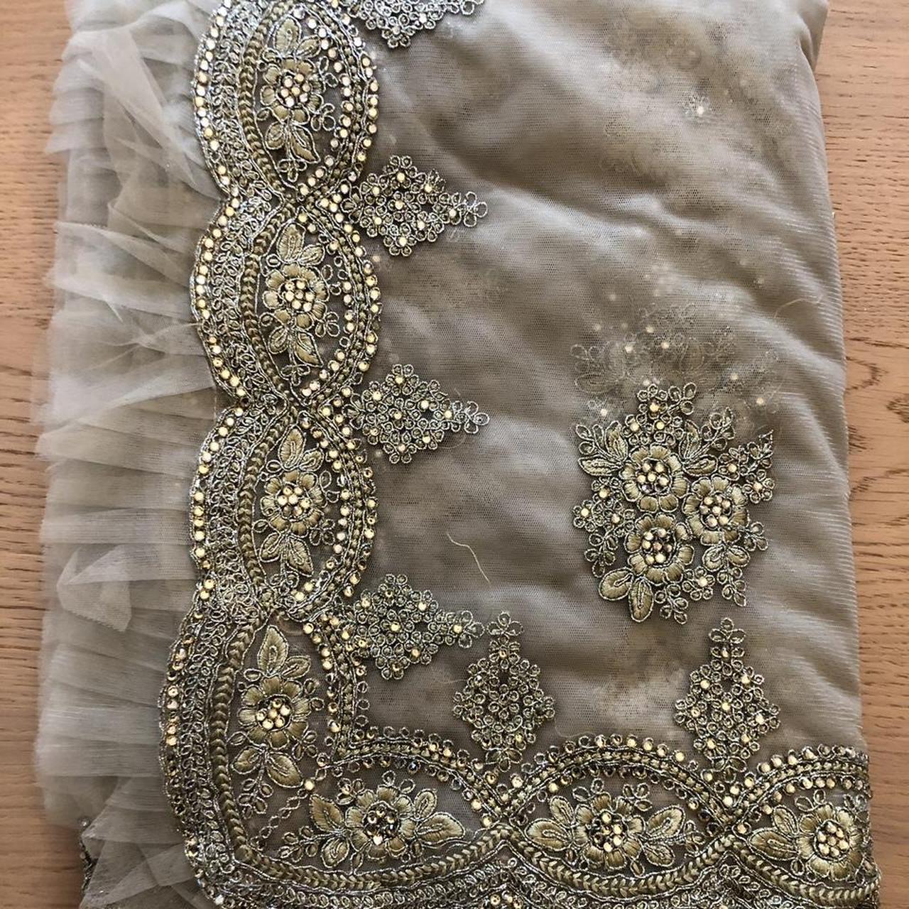 Green net frill saree! Absolutely beautiful and with... - Depop