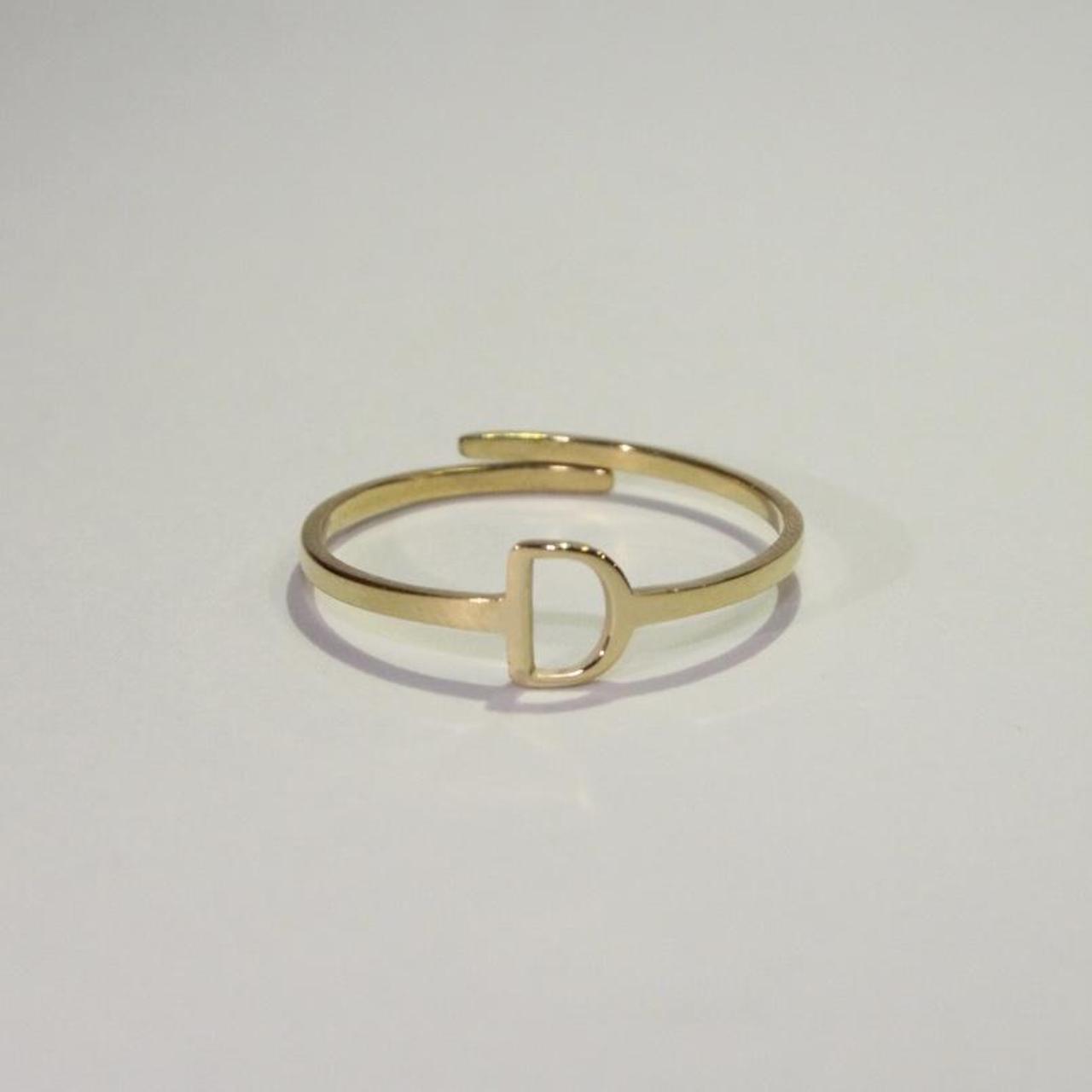 Alphabet initial D gold ring adjustable size Comes... - Depop