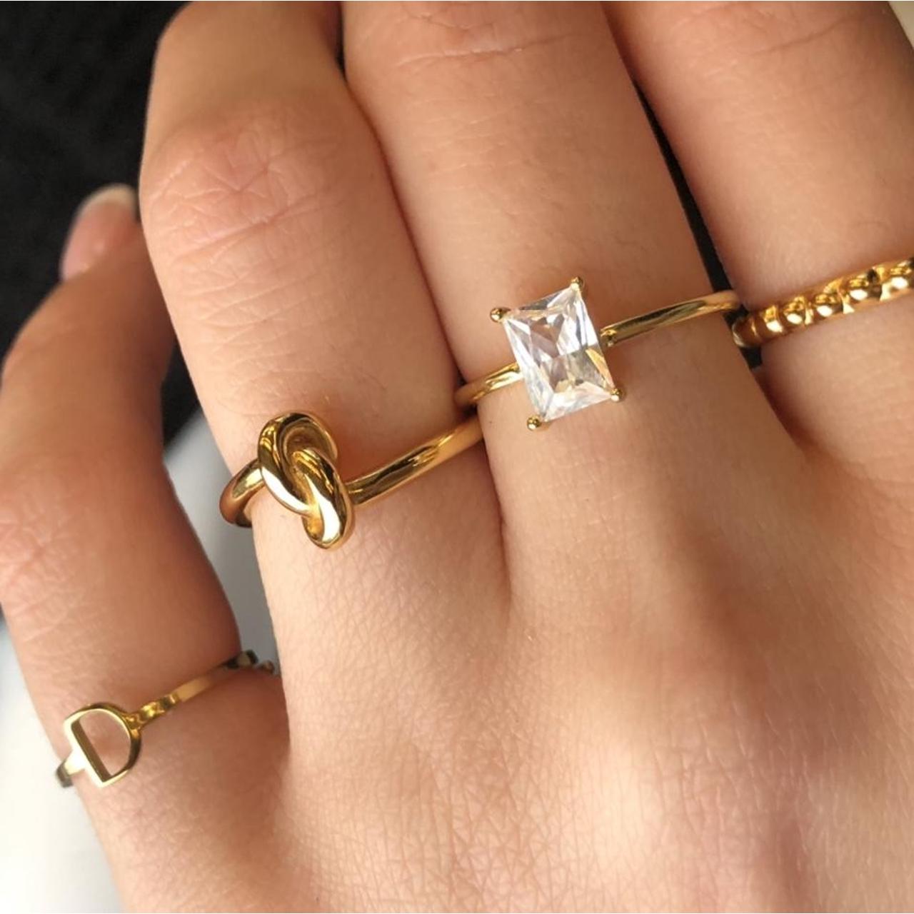 Alphabet initial D gold ring adjustable size Comes... - Depop