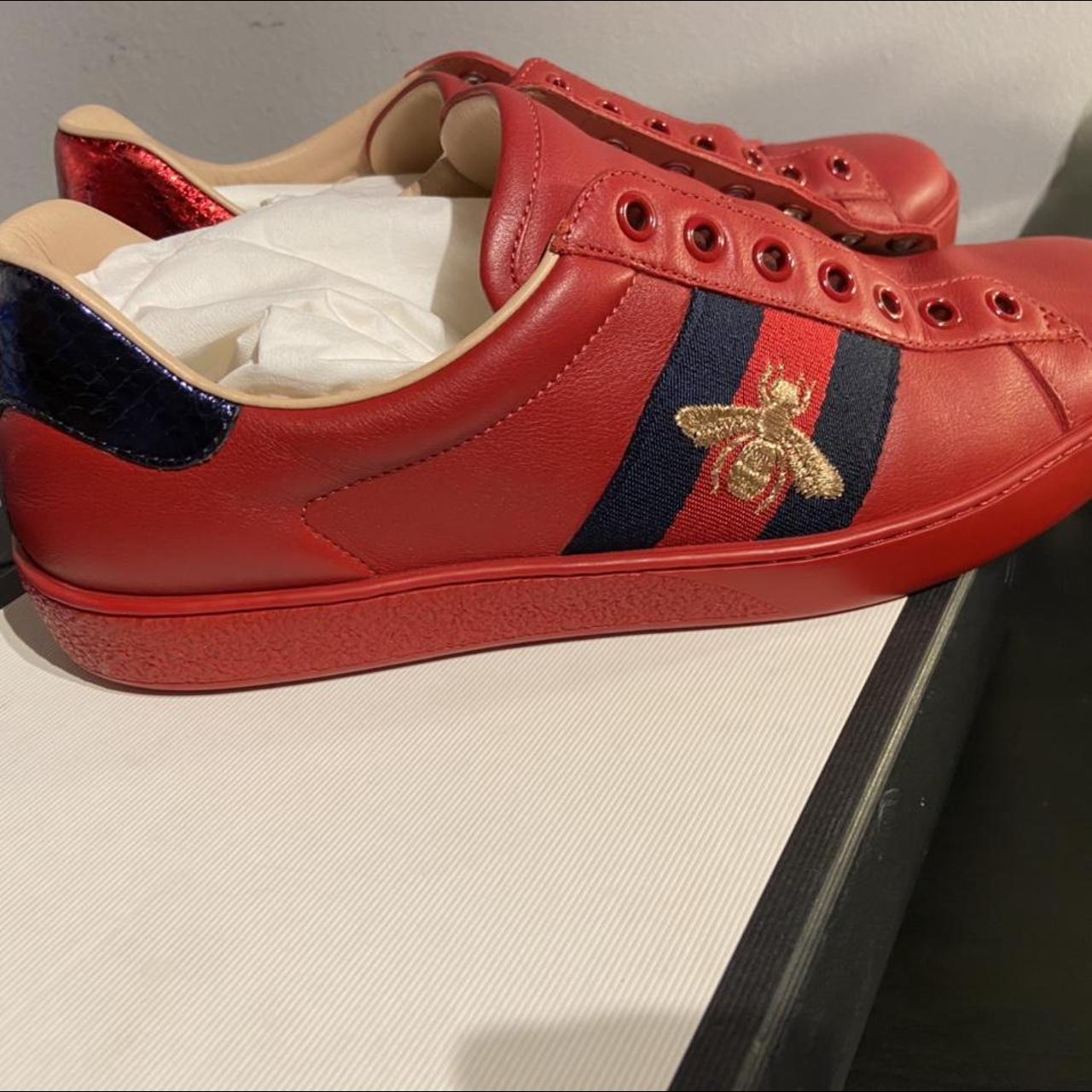 Red Gucci shoes size 7 but can fit a 8 Only worn a... - Depop