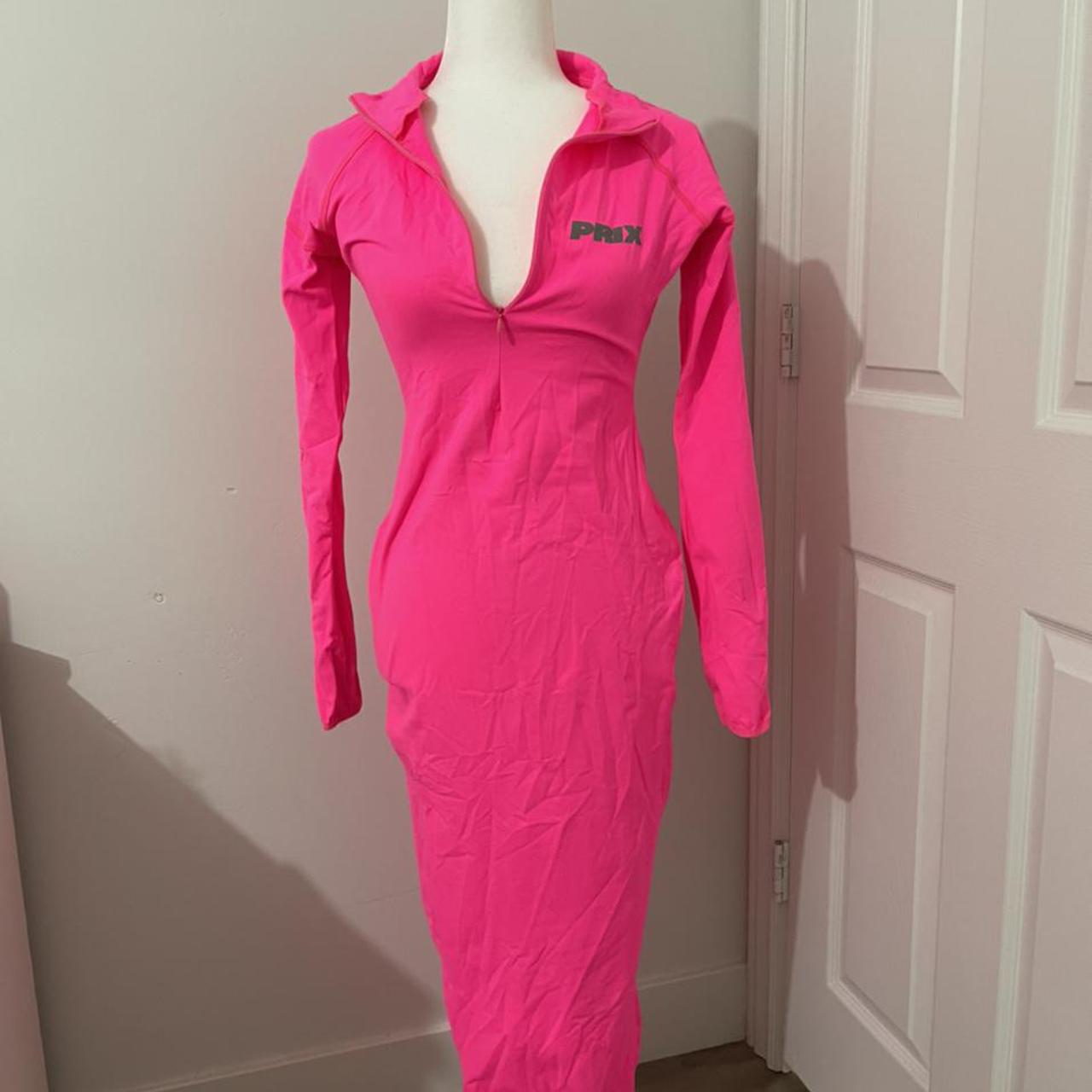 Neon Pink Prix dress size Large but can fit medium... - Depop