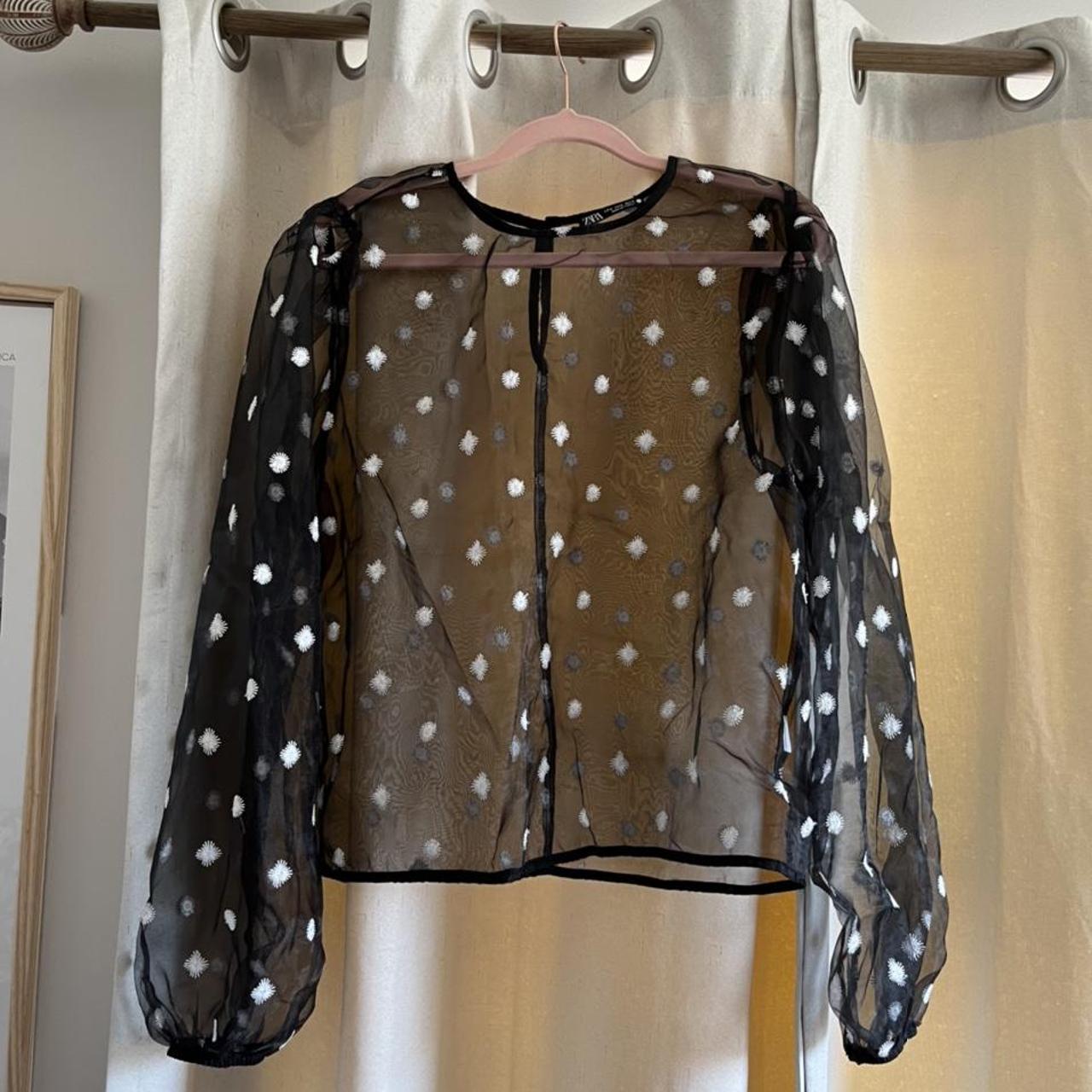 Embroidered sheer top from Zara! Size M! Only worn... - Depop