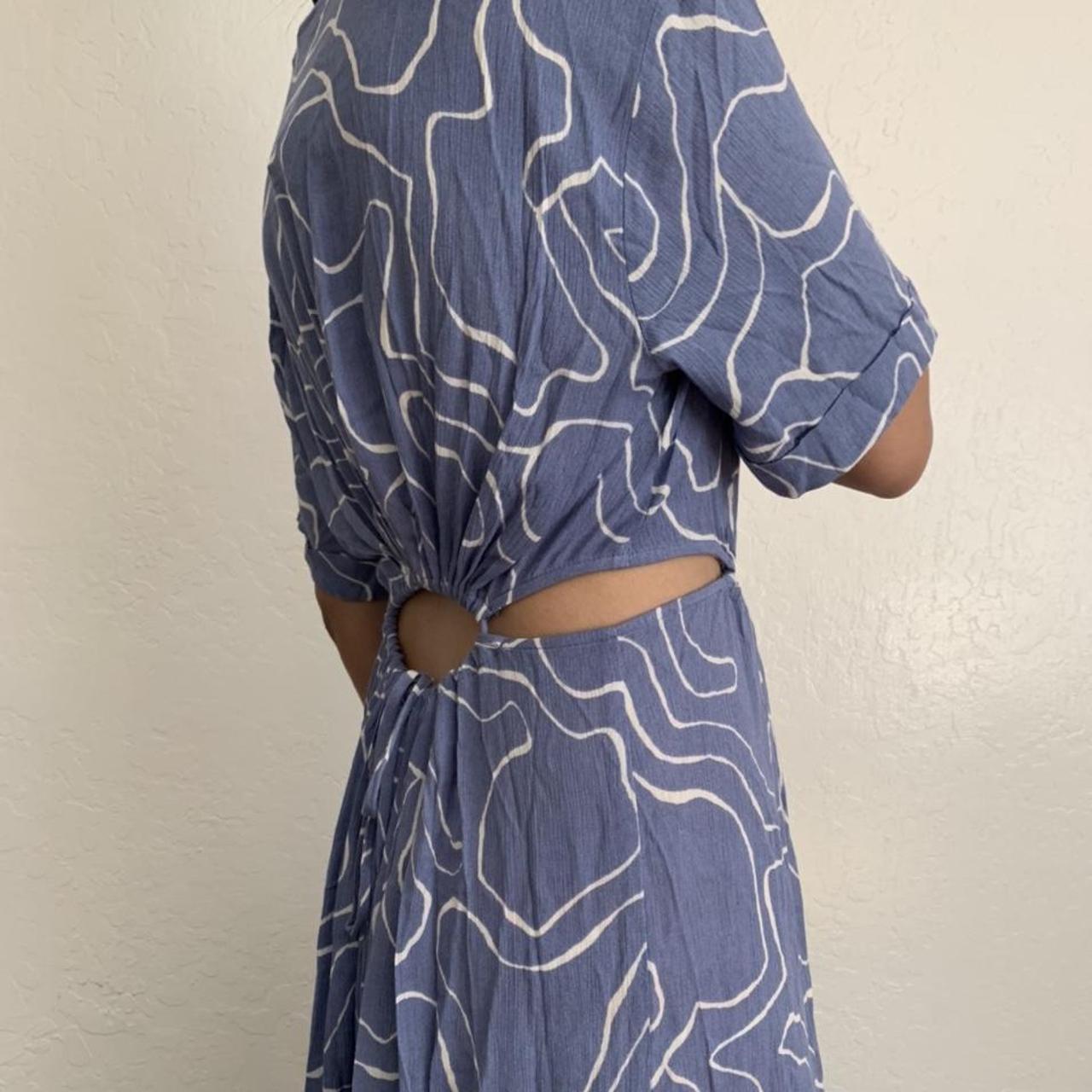 LUSH Clothing Women's Blue and White Dress | Depop