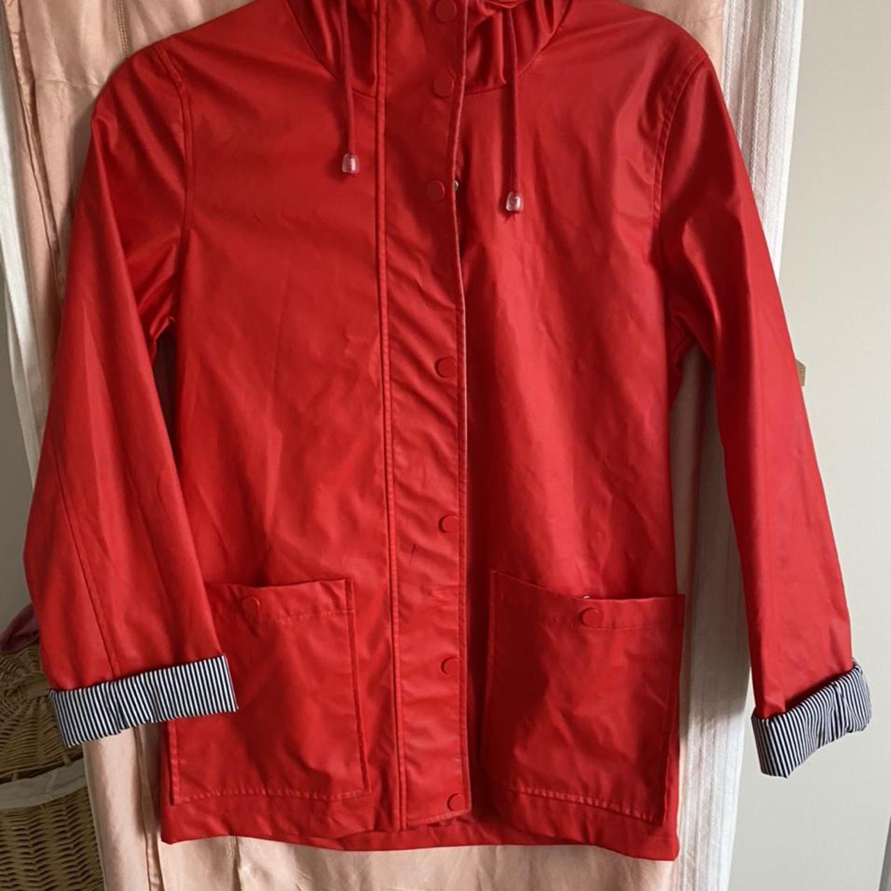 Red waterproof top shop jacket worn once #redcoat... - Depop