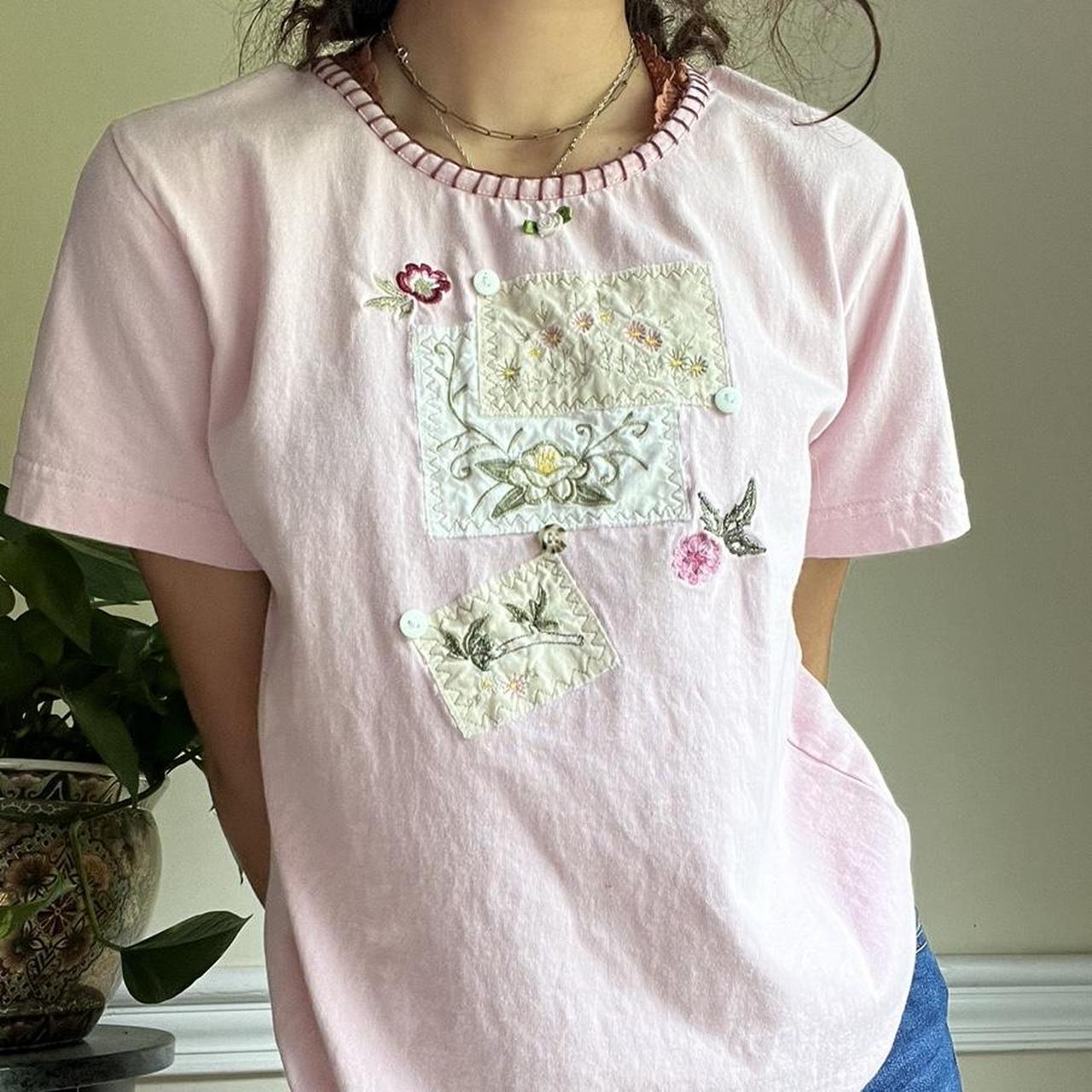 Dior Women's Pink and White T-shirt | Depop