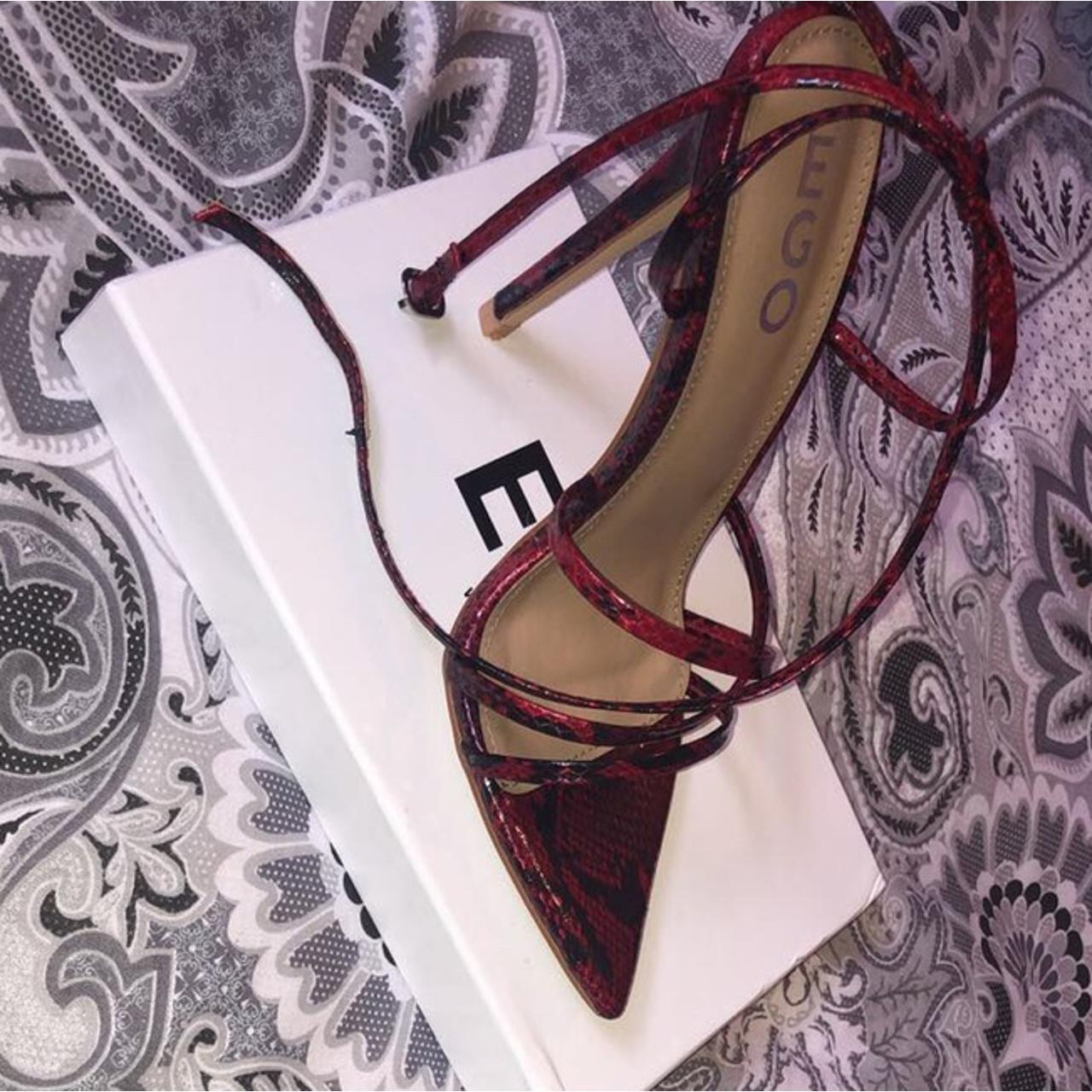 Red snake print EGO sandal heels size 4 brand new,... - Depop