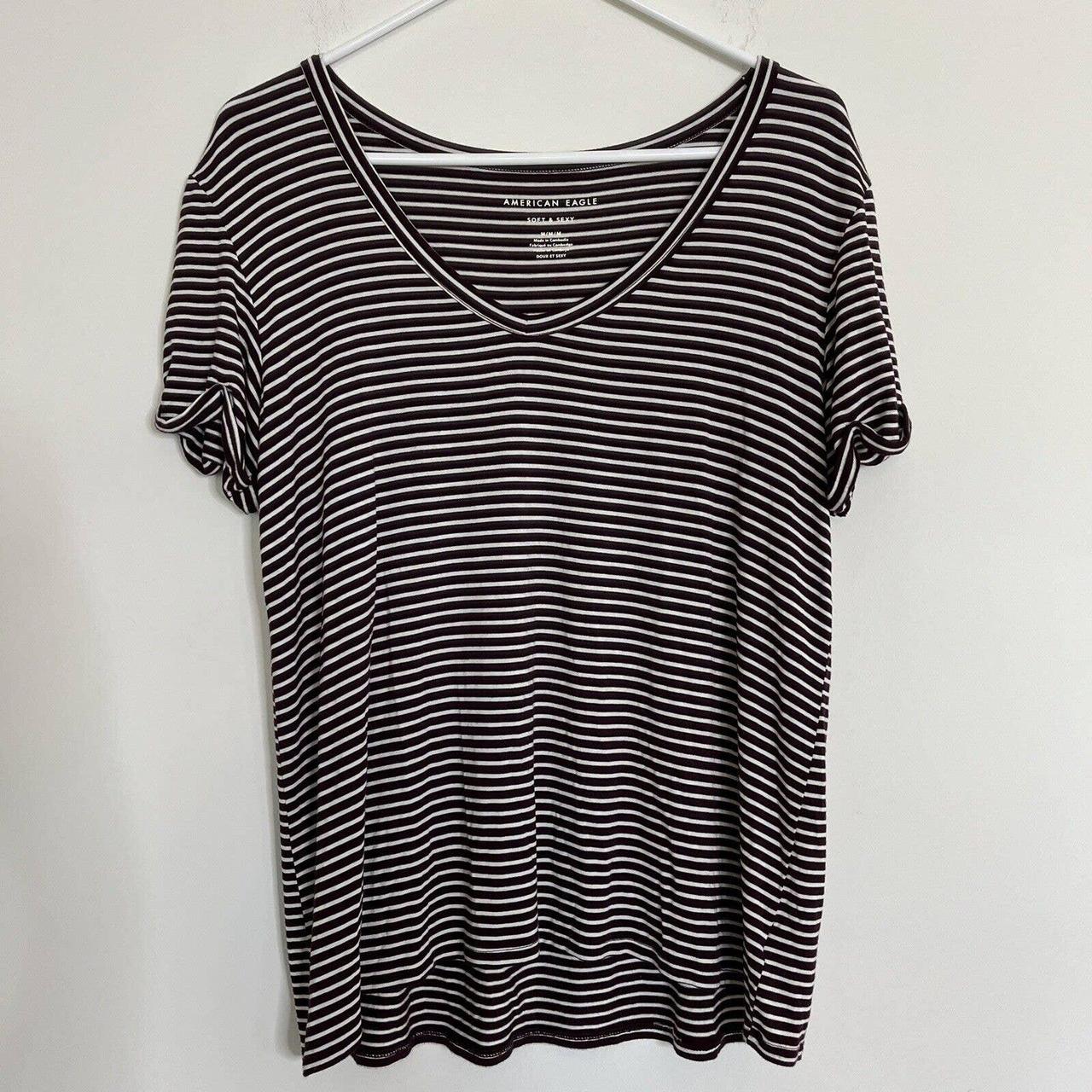 American Eagle Outfitters Women's Red and White Blouse | Depop