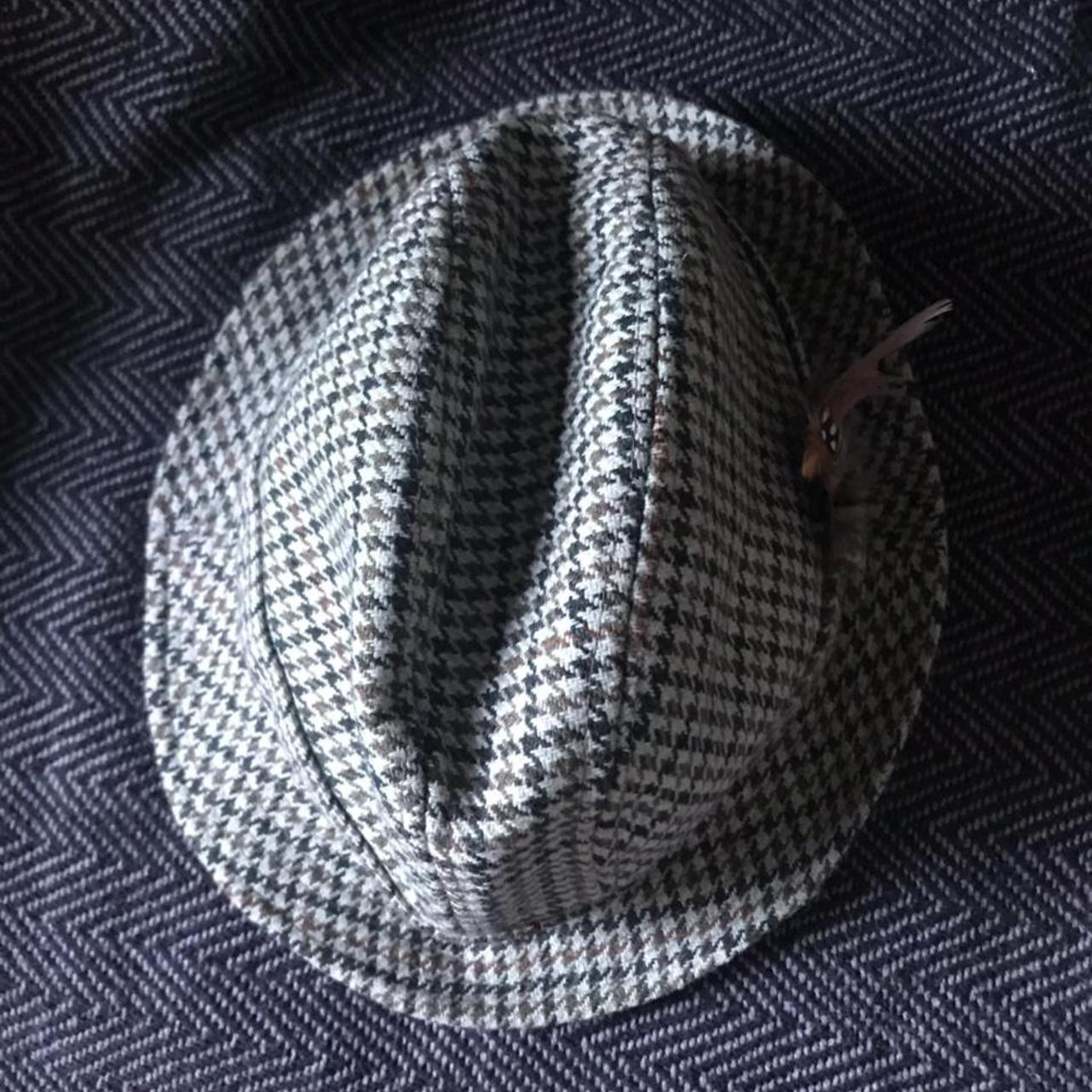 Vintage Tweed trilby feather trim hat Braemarl Tweed... - Depop