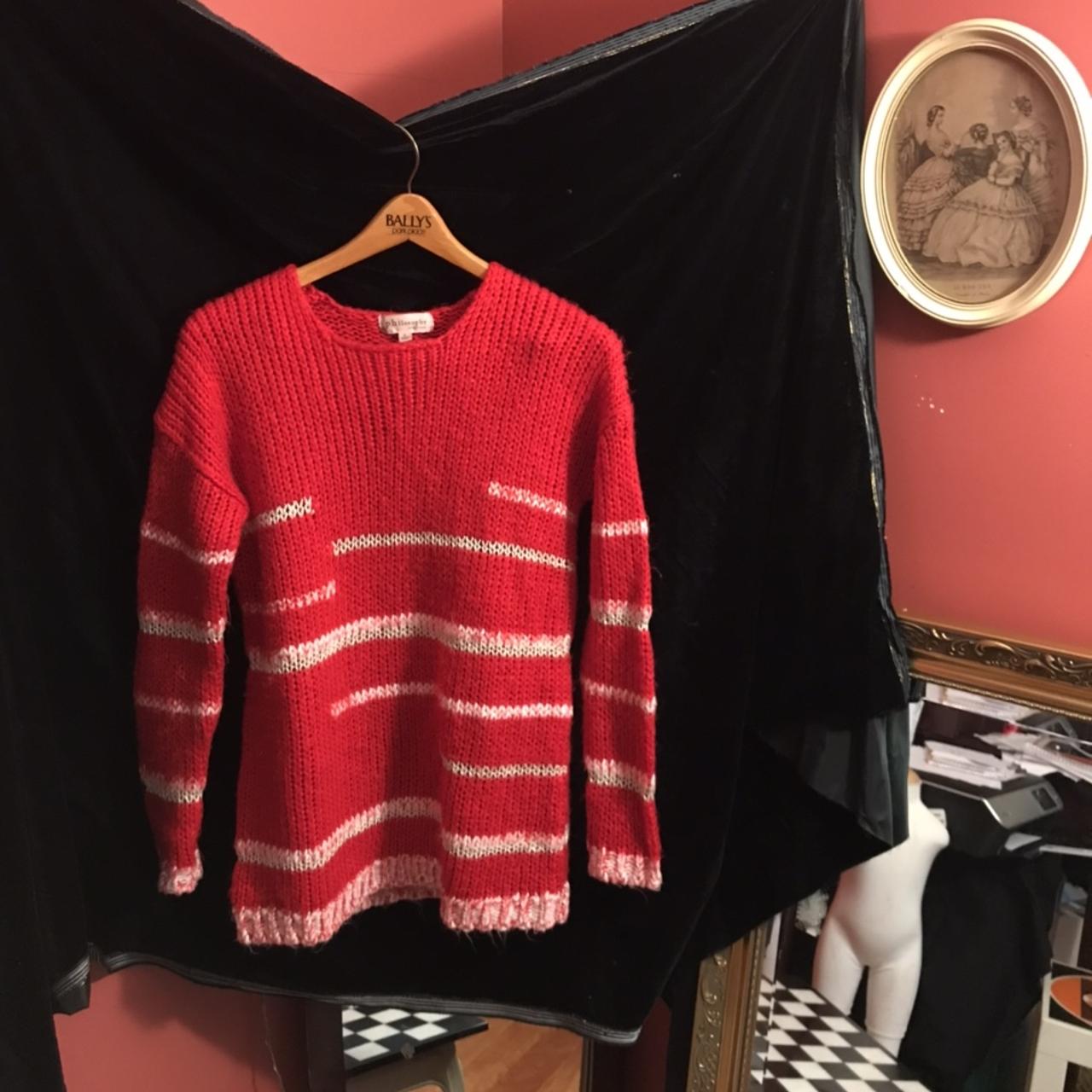 🌹red + white striped knit sweater🌹 thrifted a while... - Depop