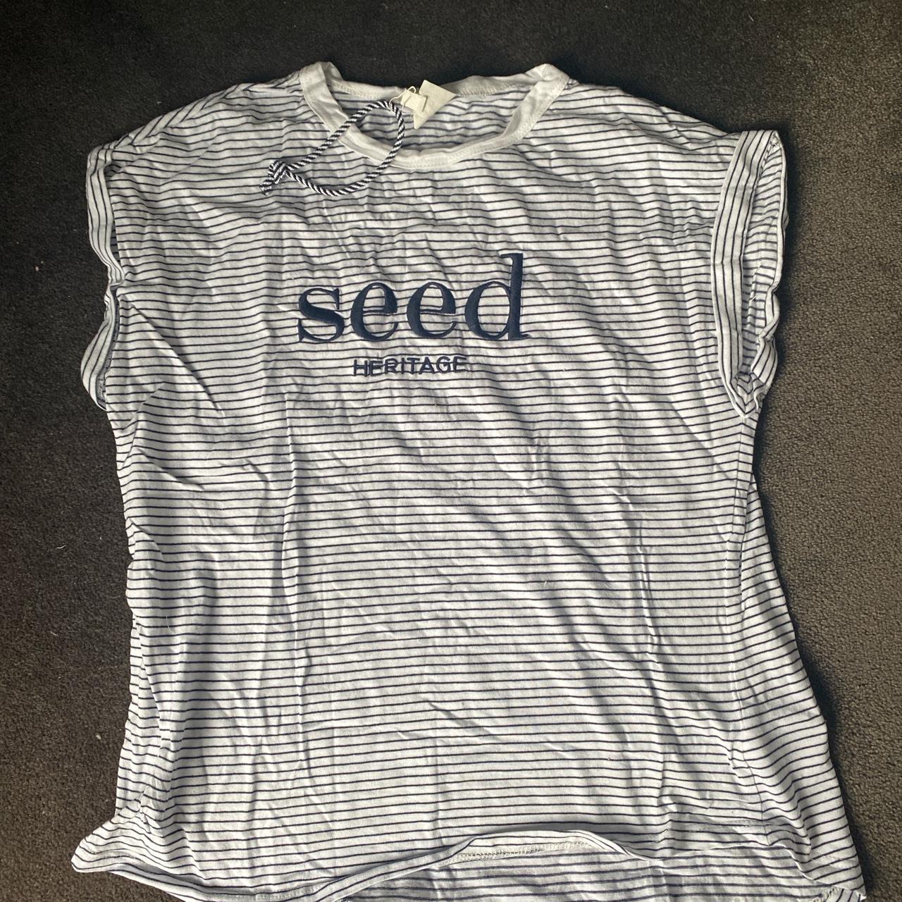 Seed Heritage White and Black T-shirt | Depop