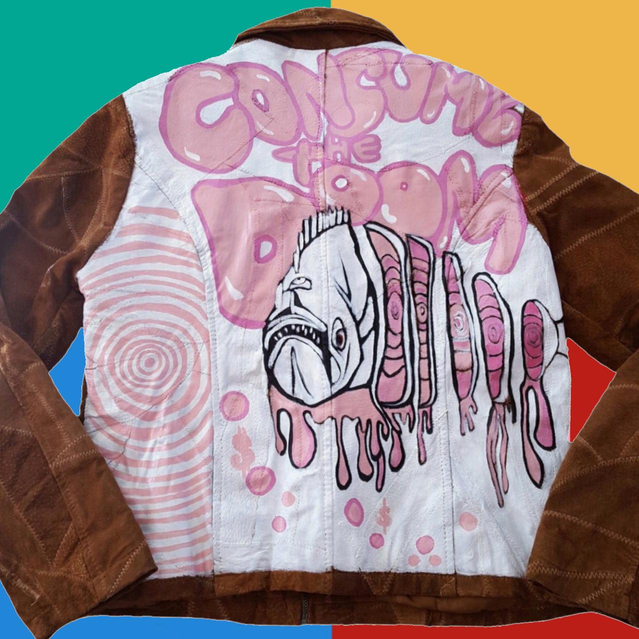 CONSUME THE DOOM VTG LEATHER JACKET DETAILS: hand... - Depop