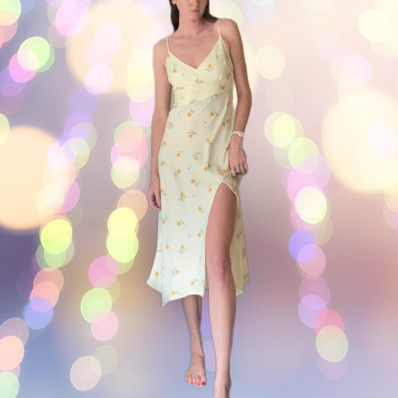 Urban Outfitters Women's Yellow and Cream Dress | Depop