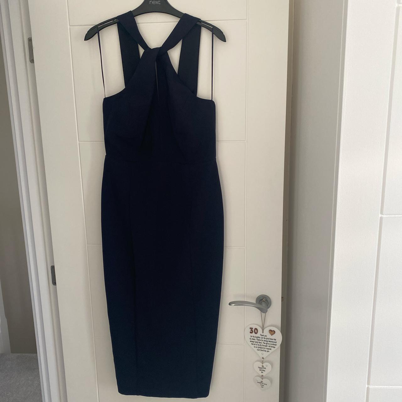 Next Tall navy twist front pencil dress size 10T,... - Depop