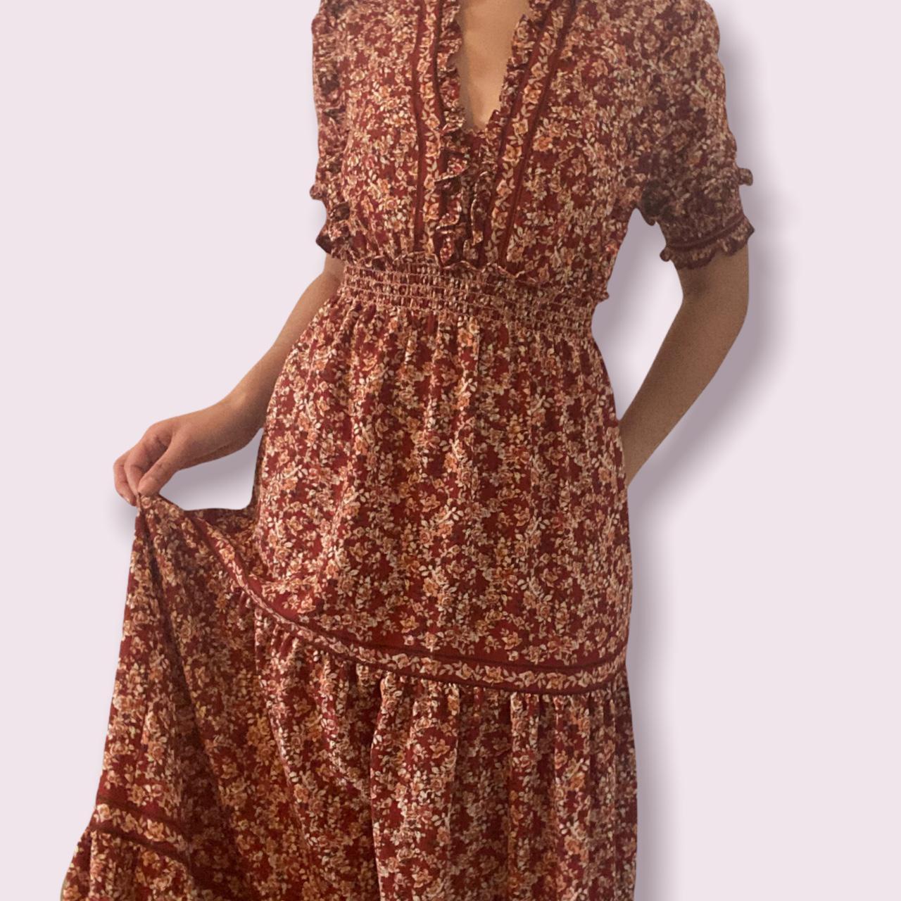 Max Studio Women's Red and Burgundy Dress | Depop