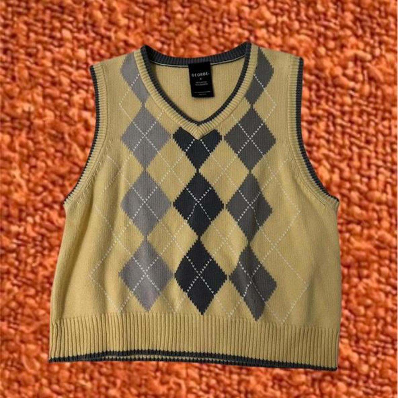 Yellow argyle sweater vest DEPOP PAYMENTS ONLY ~... - Depop