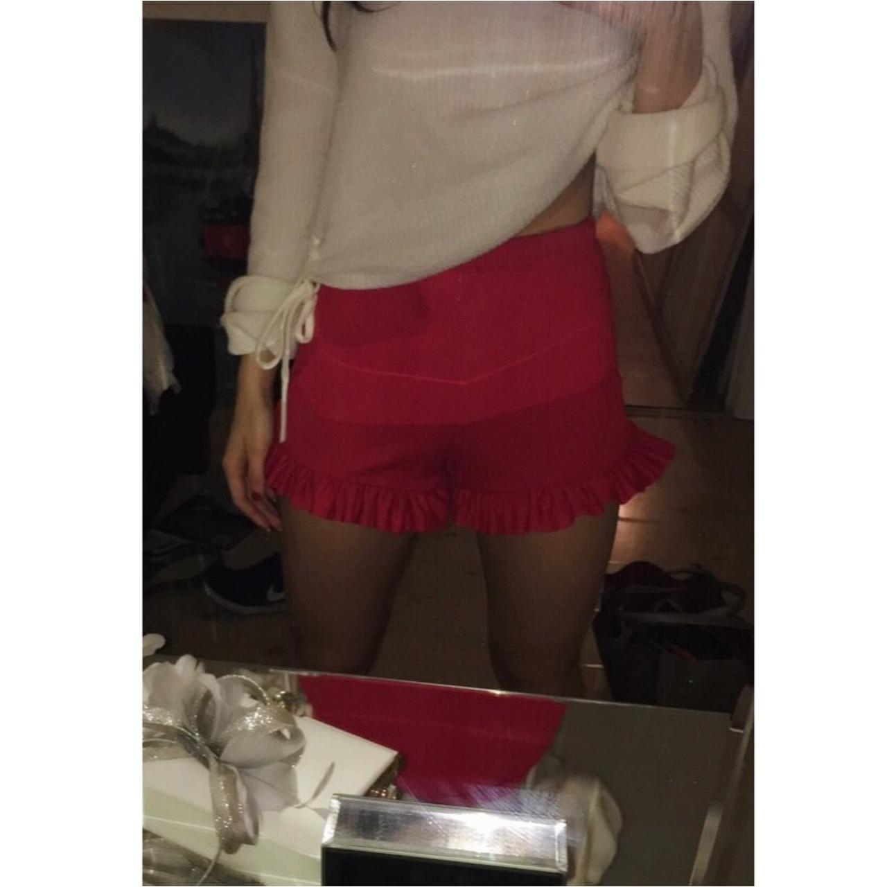 Super cute high waisted red frill hem shorts 💃🏼... - Depop