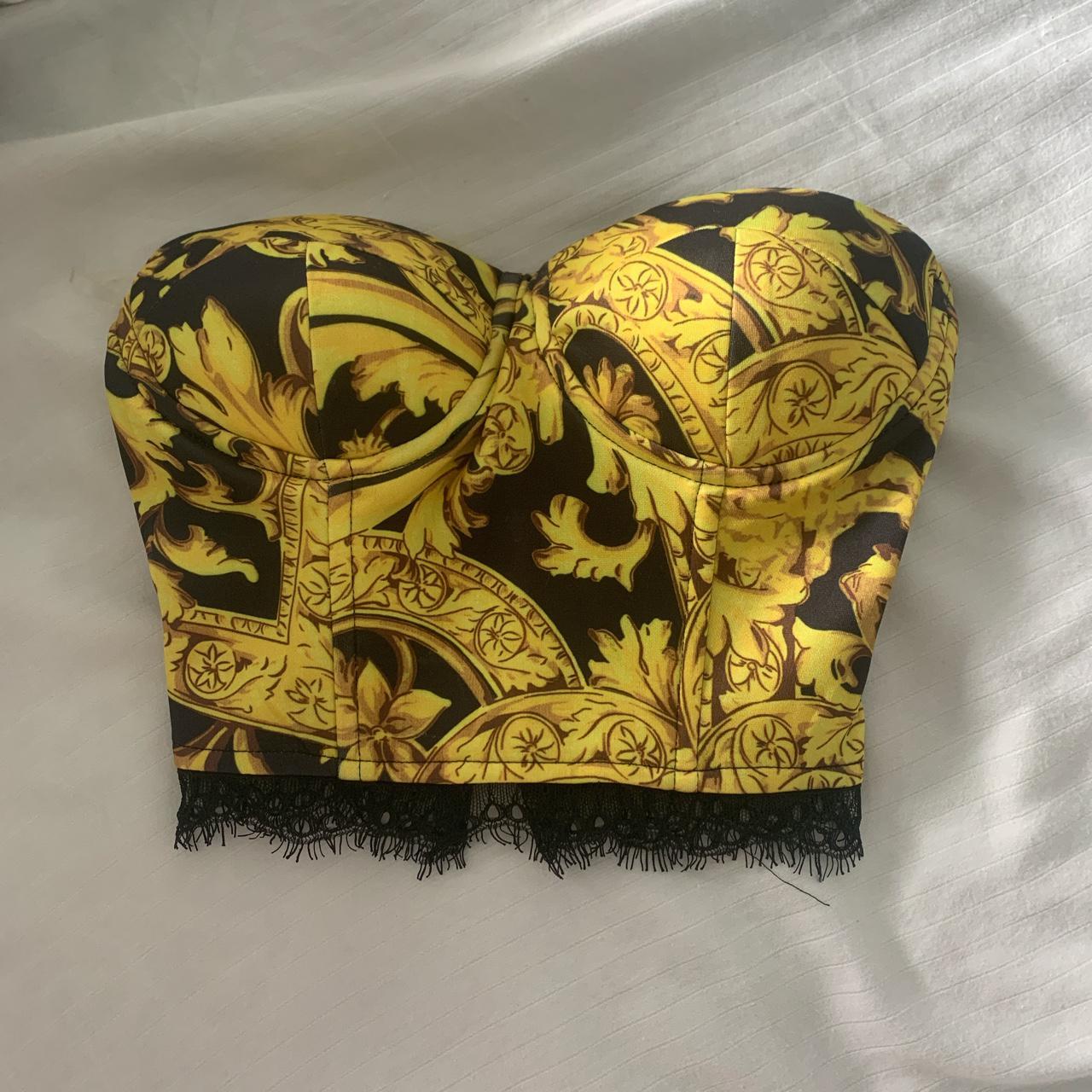 Fashion Nova Womens Yellow And Black Corset Depop
