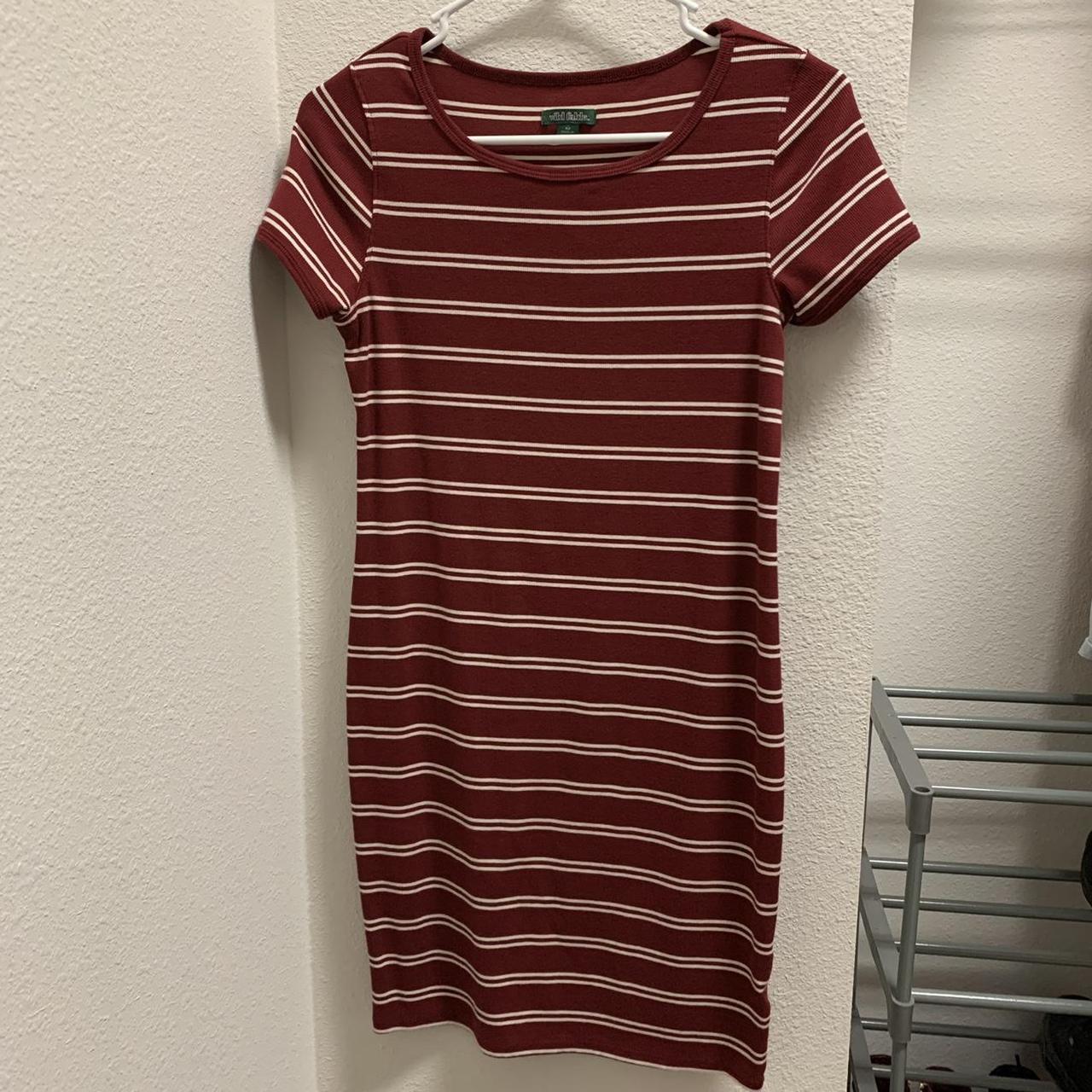 Burgundy Striped T Shirt Bodycon Dress • Depop