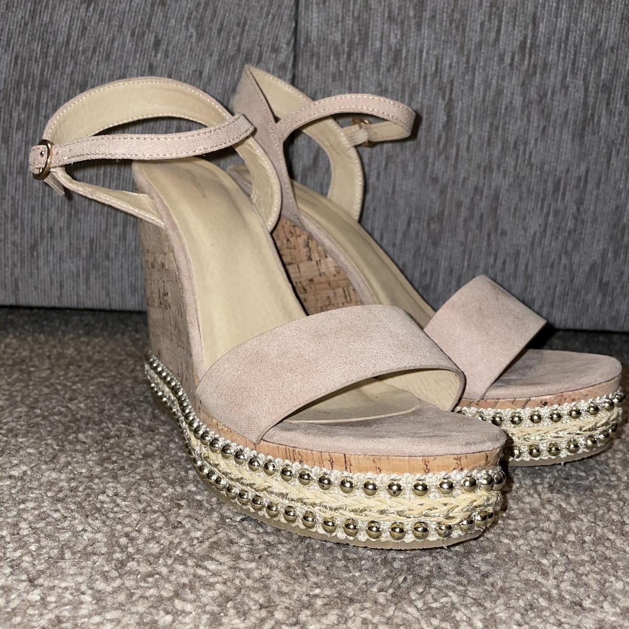 Pretty Little Thing wedge nudge heels worn once... - Depop