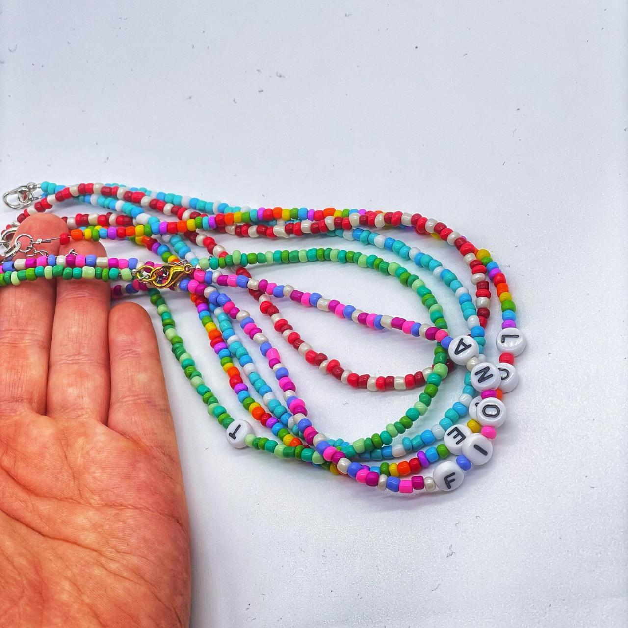 Personalised Handmade Beaded Necklace, Customise... - Depop