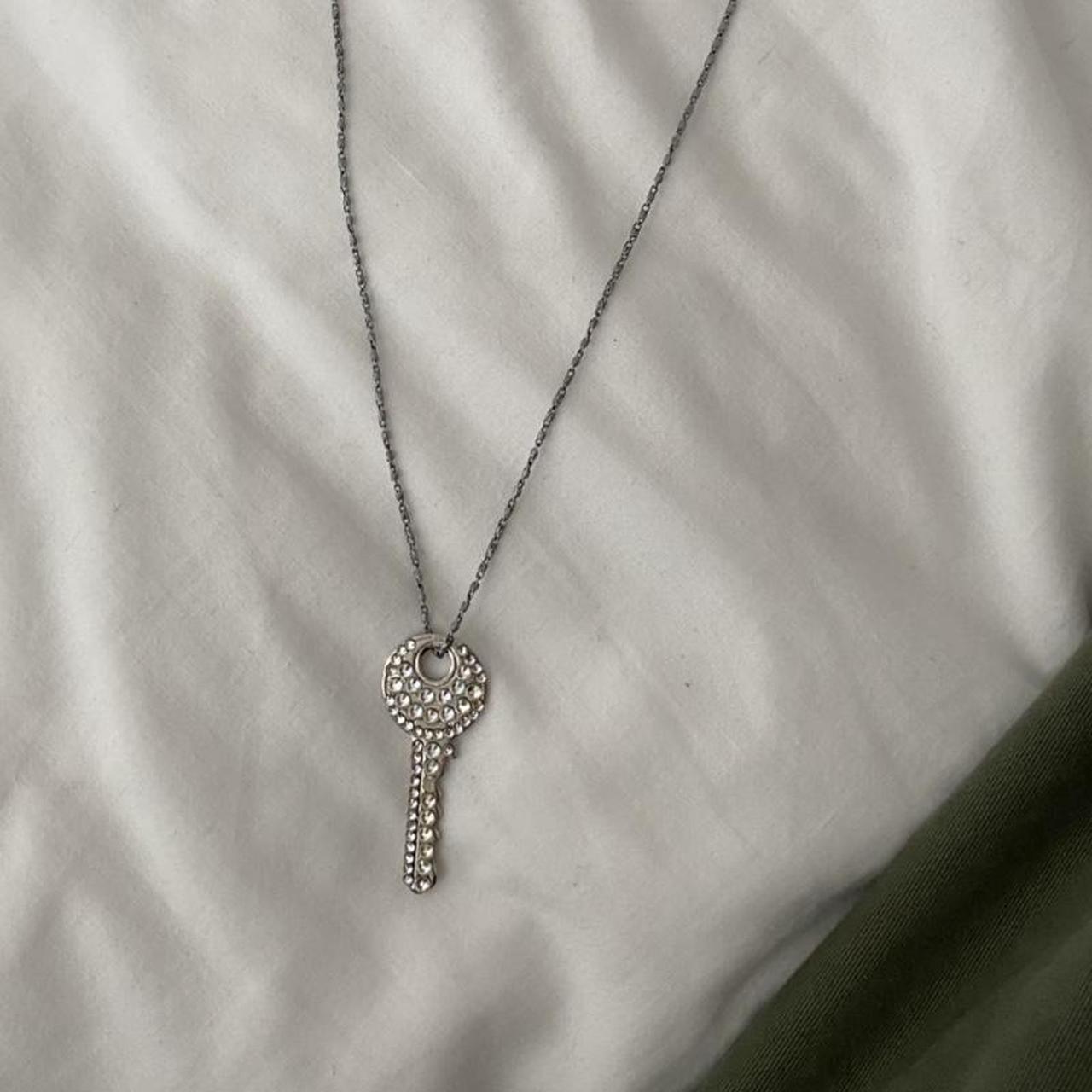 y2k grunge rhinestone key necklace!! very beautiful... - Depop