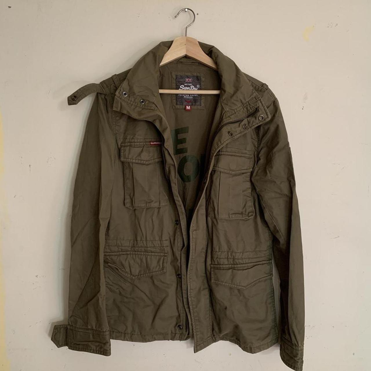 Superdry green military jacket Size:M - Depop