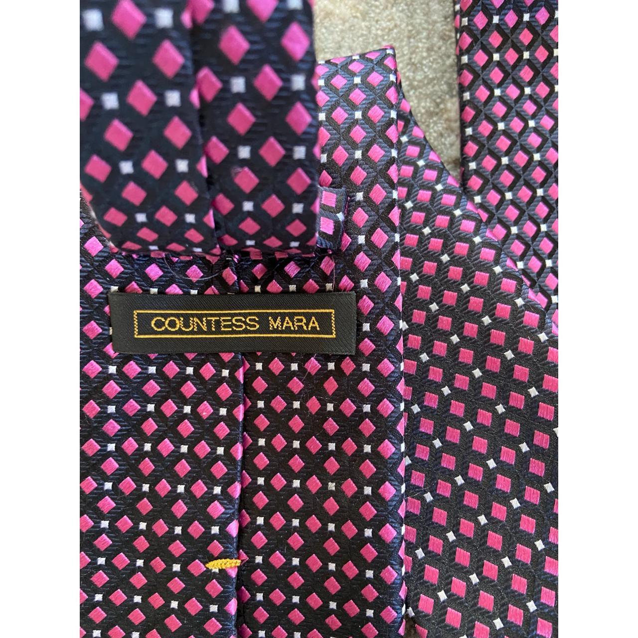 Countess Mara Black and Pink Necktie - Depop