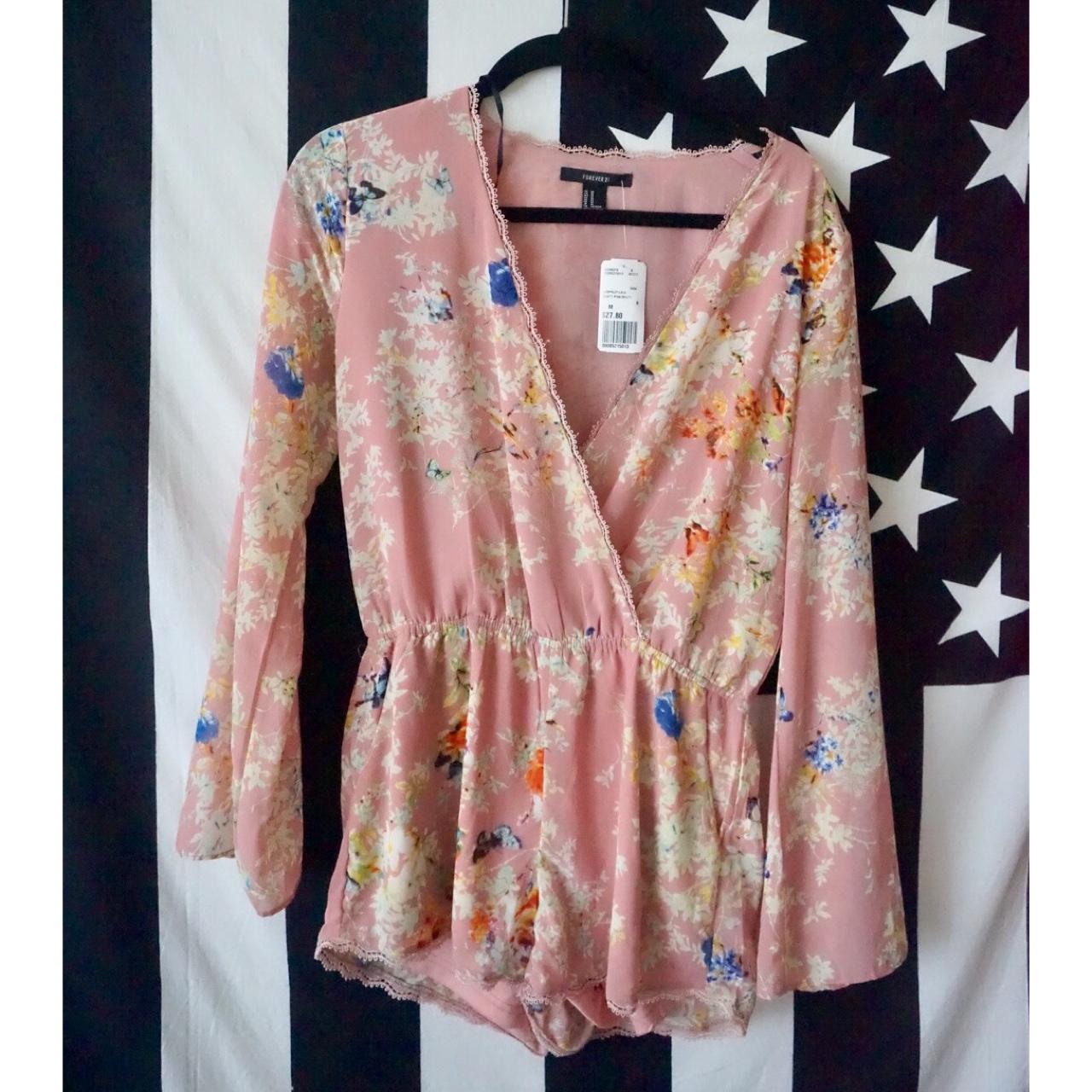 Forever 21 vintage style romper with bell sleeves.... - Depop