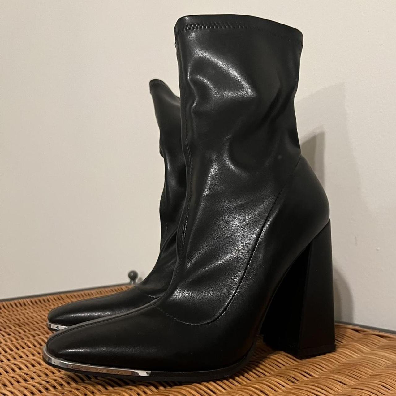 Nasty Gal Black High Ankle Sock Boots Size 6 Depop