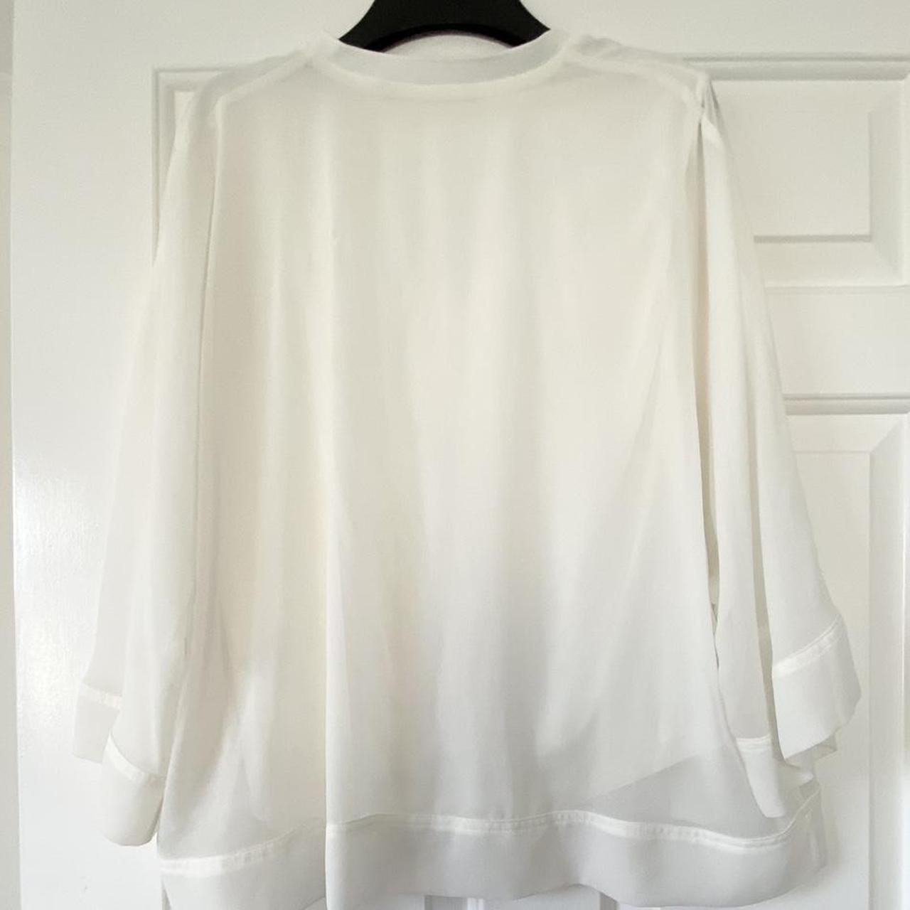 Zara white sheer flowy blouse with 3/4 sleeve. Worn... - Depop