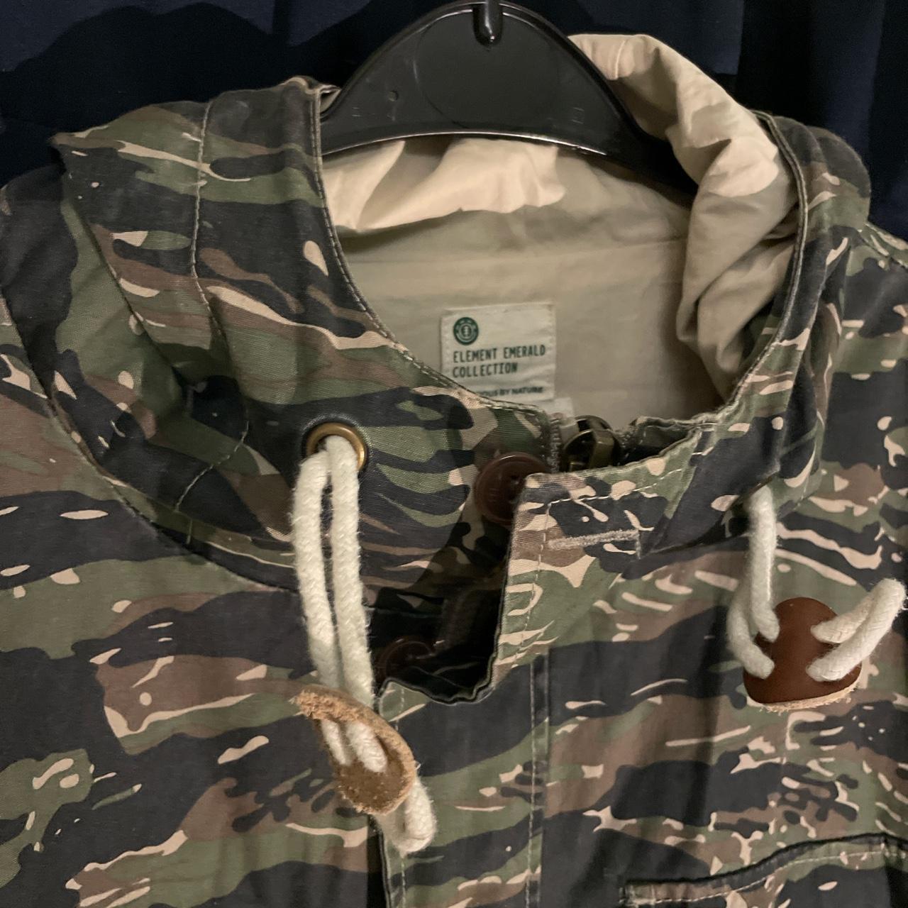 Element emerald collection tiger camo hooded jacket... - Depop